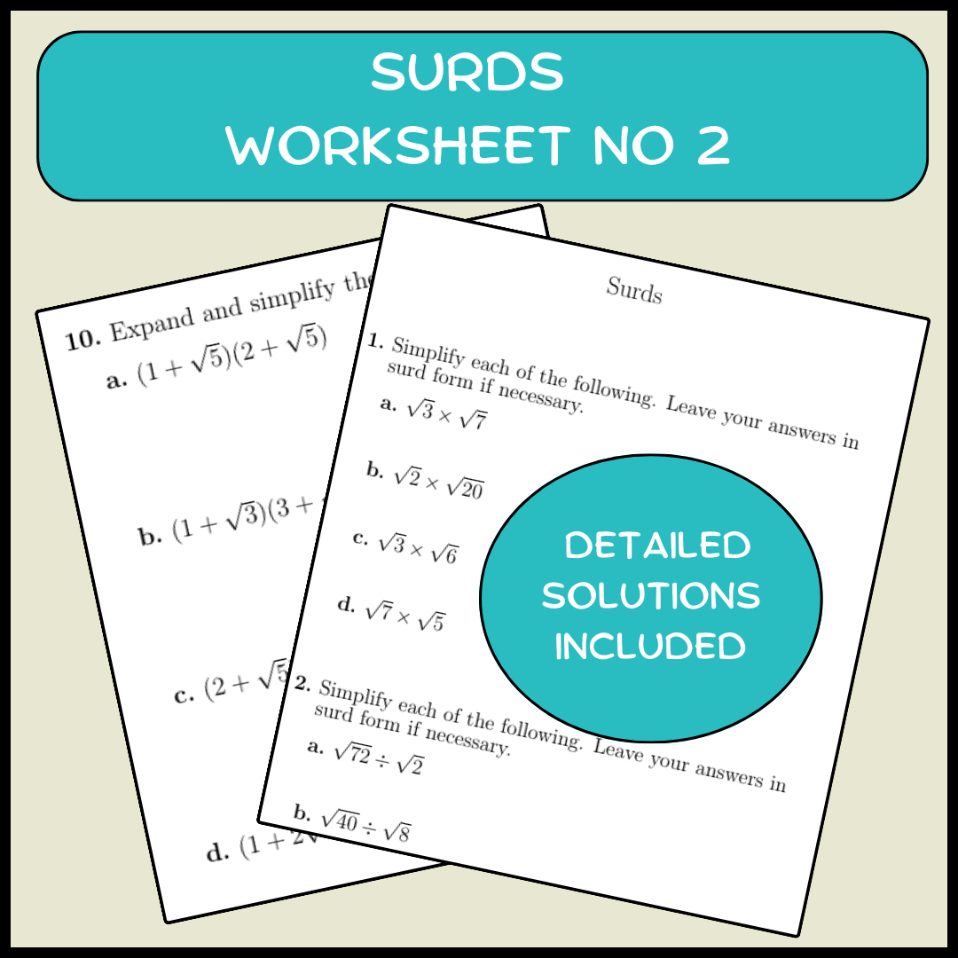 Surds Worksheet no 2 (with solutions)