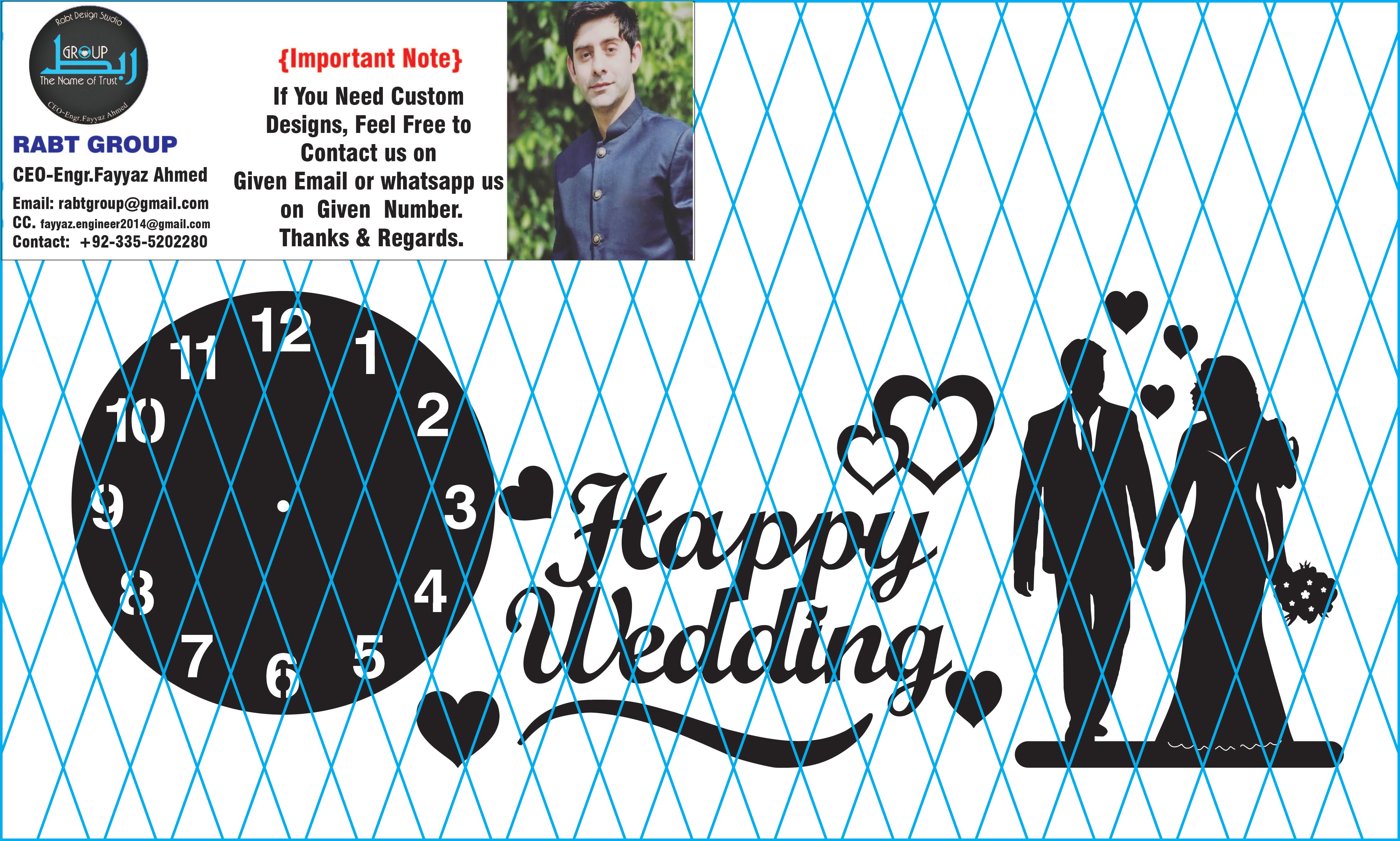 Happy Wedding Wall Clock for CNC Cutting | Digital Download for ...