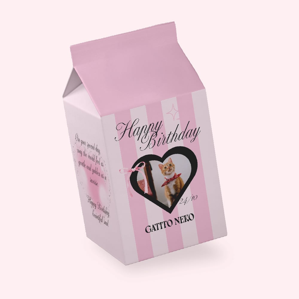 Coquette Pink Cute Milk Carton Box Packaging Template for Gift ...