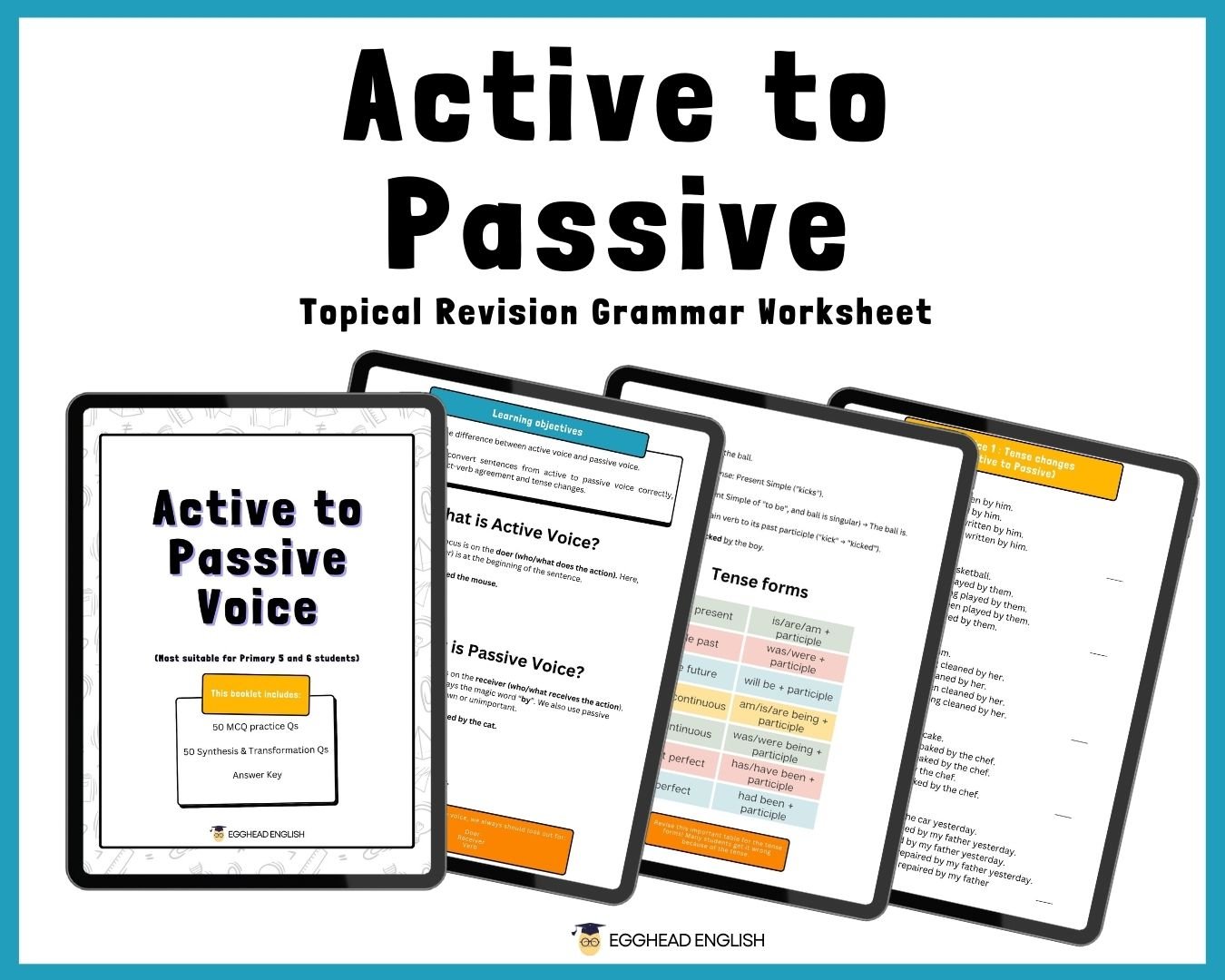 Active to Passive Voice Topical Revision Worksheet
