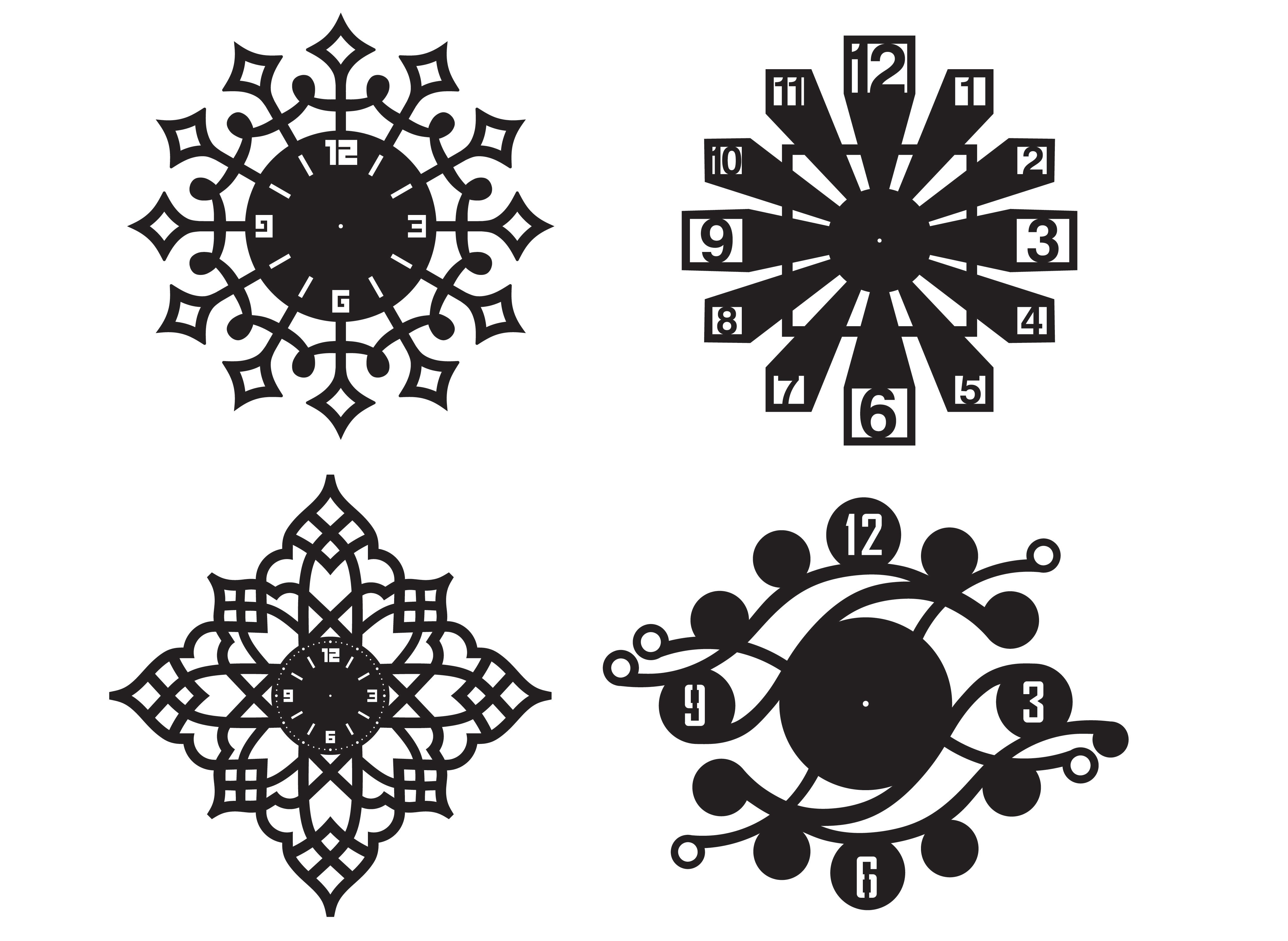04 Modern Wall Clocks Design for CNC Laser Cutting | Digital Download ...