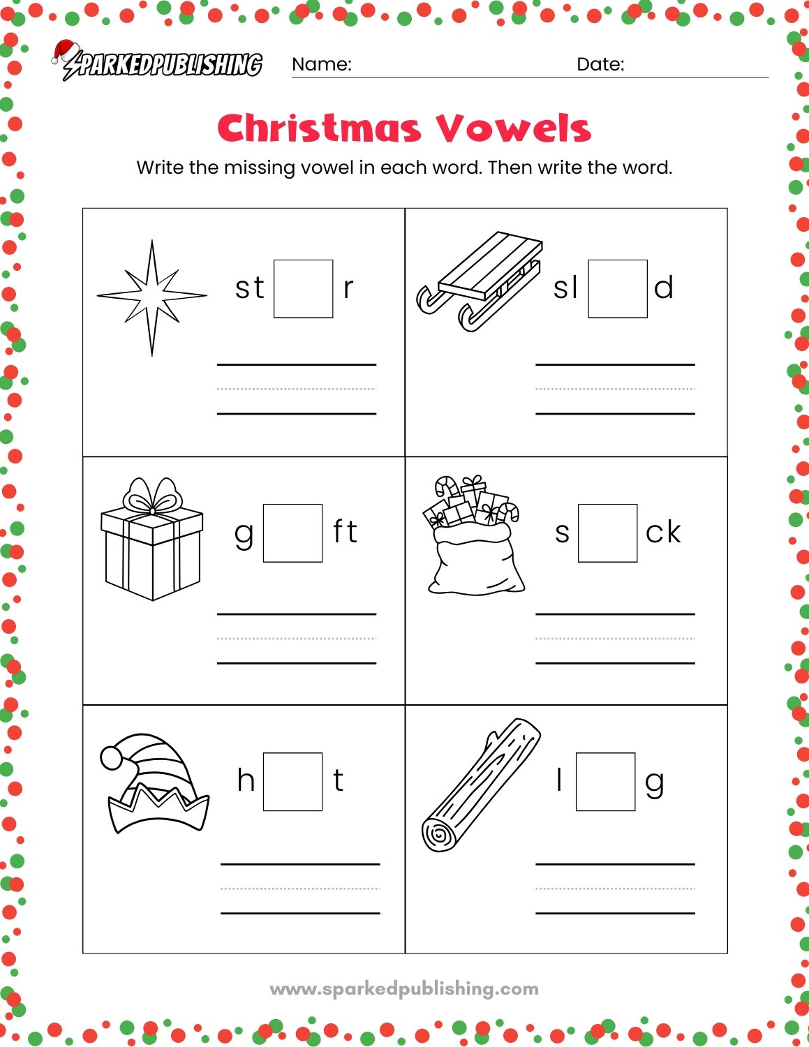Christmas Phonics - Free Printable Worksheets