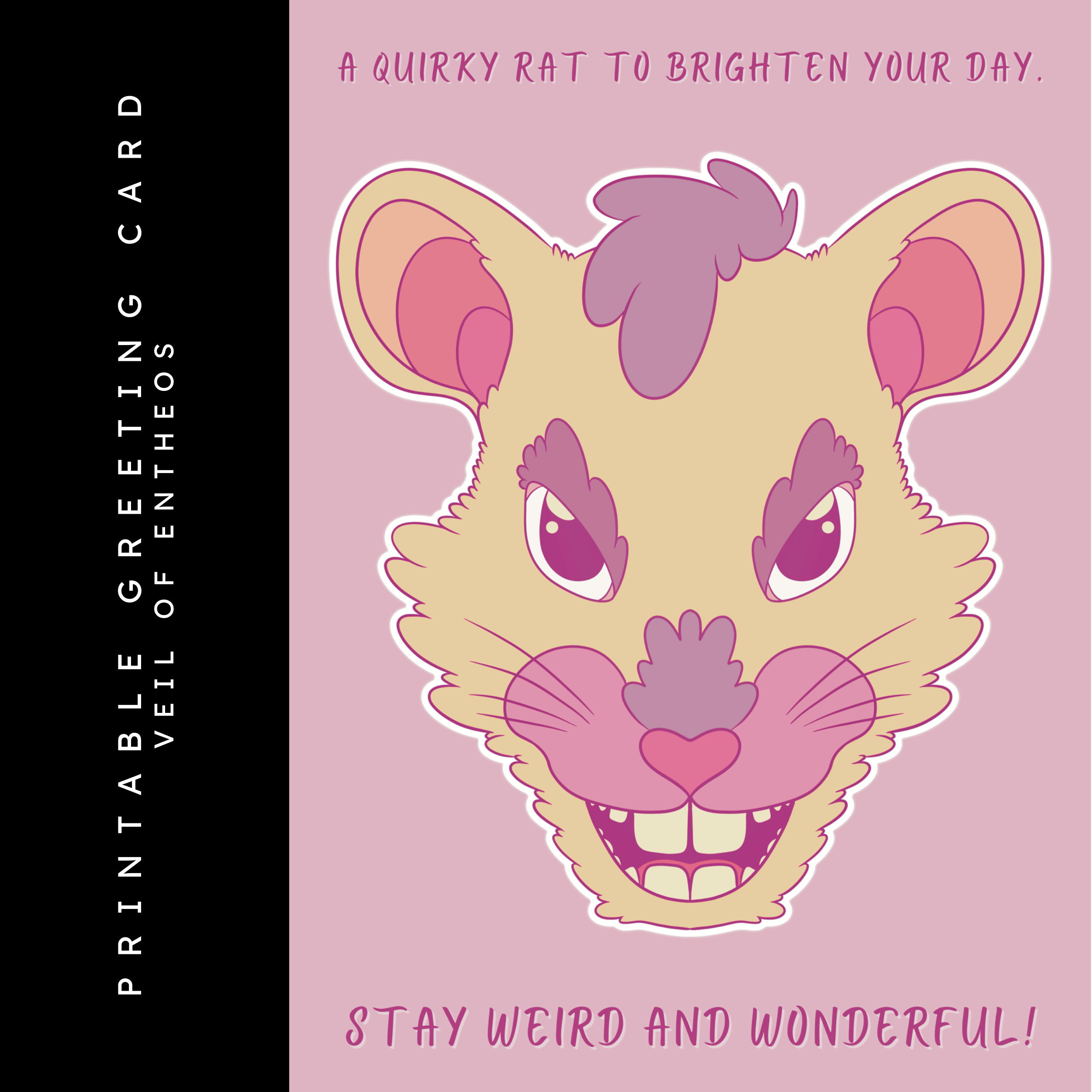 Printable 5" x 7" Artistic Rat Greeting Card - Payhip