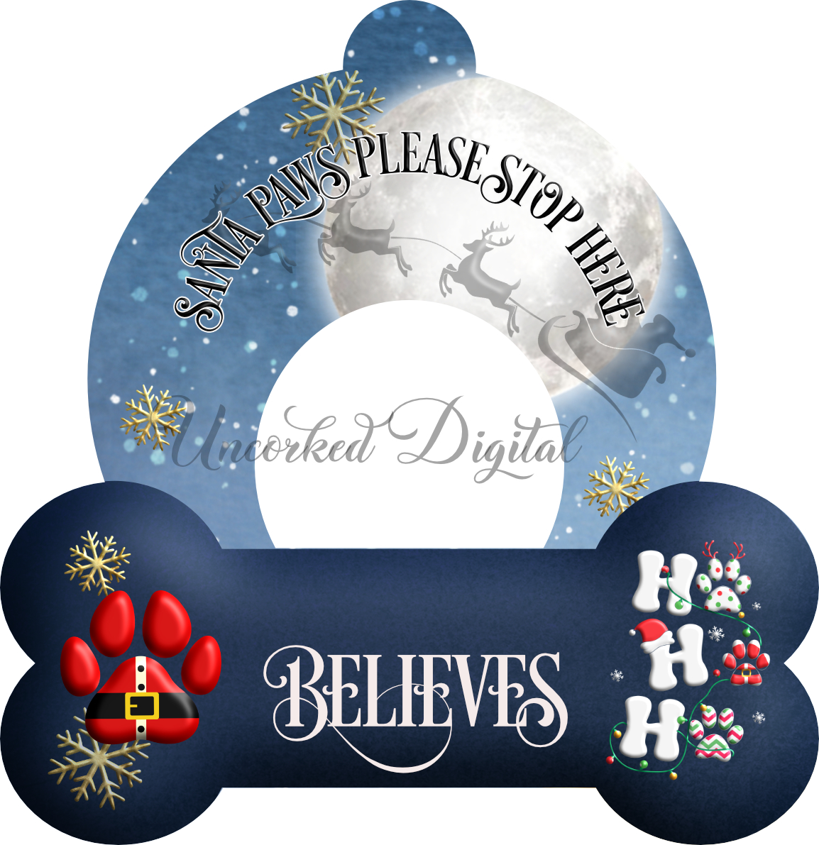 Santa Paws bone bauble with photo space - Payhip