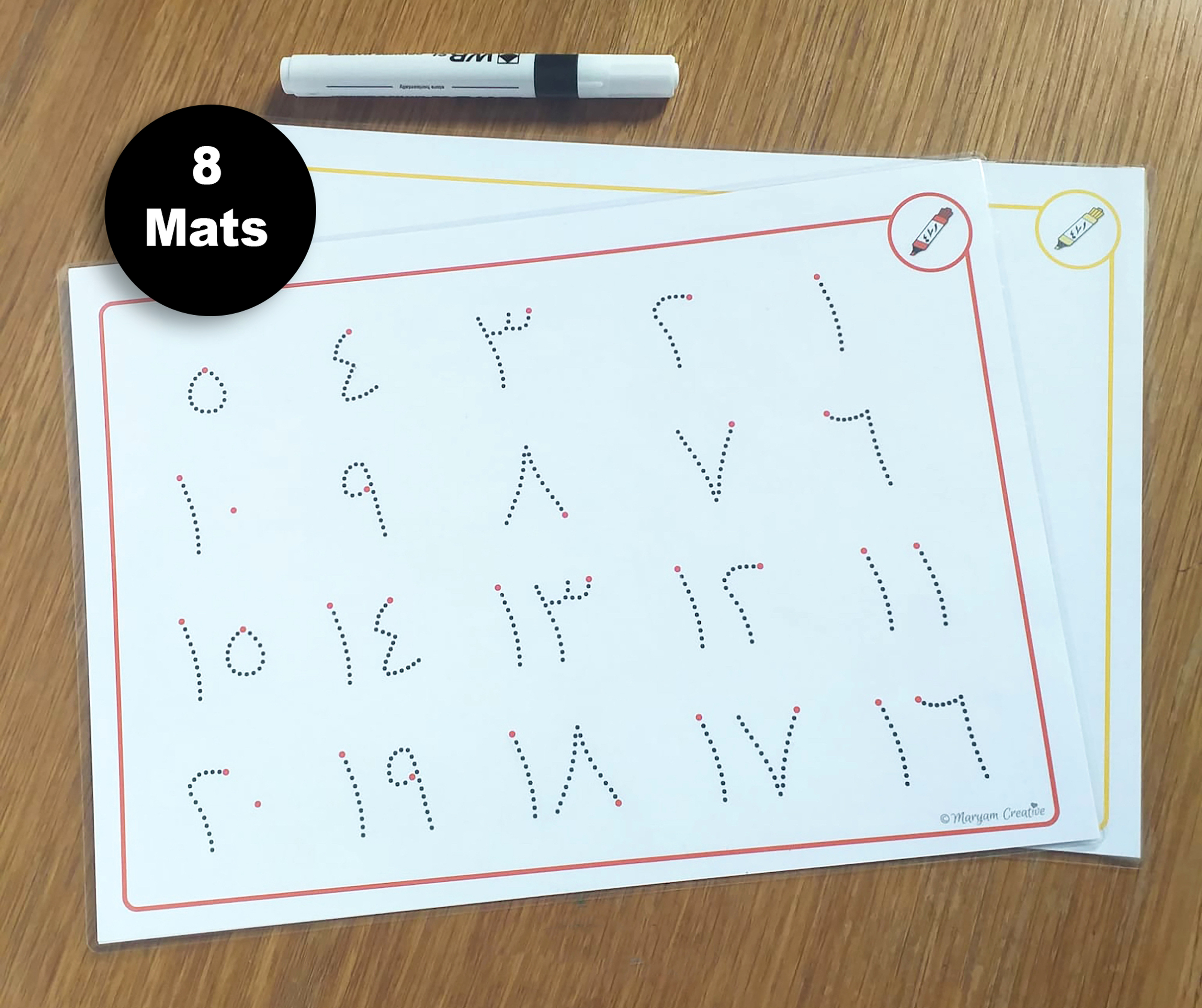 Arabic numbers tracing mats, الارقام العربية - Instant Download
