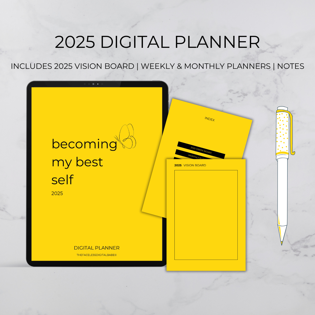 Yellow Becoming My Best Self 2025 Digital Planner - Payhip