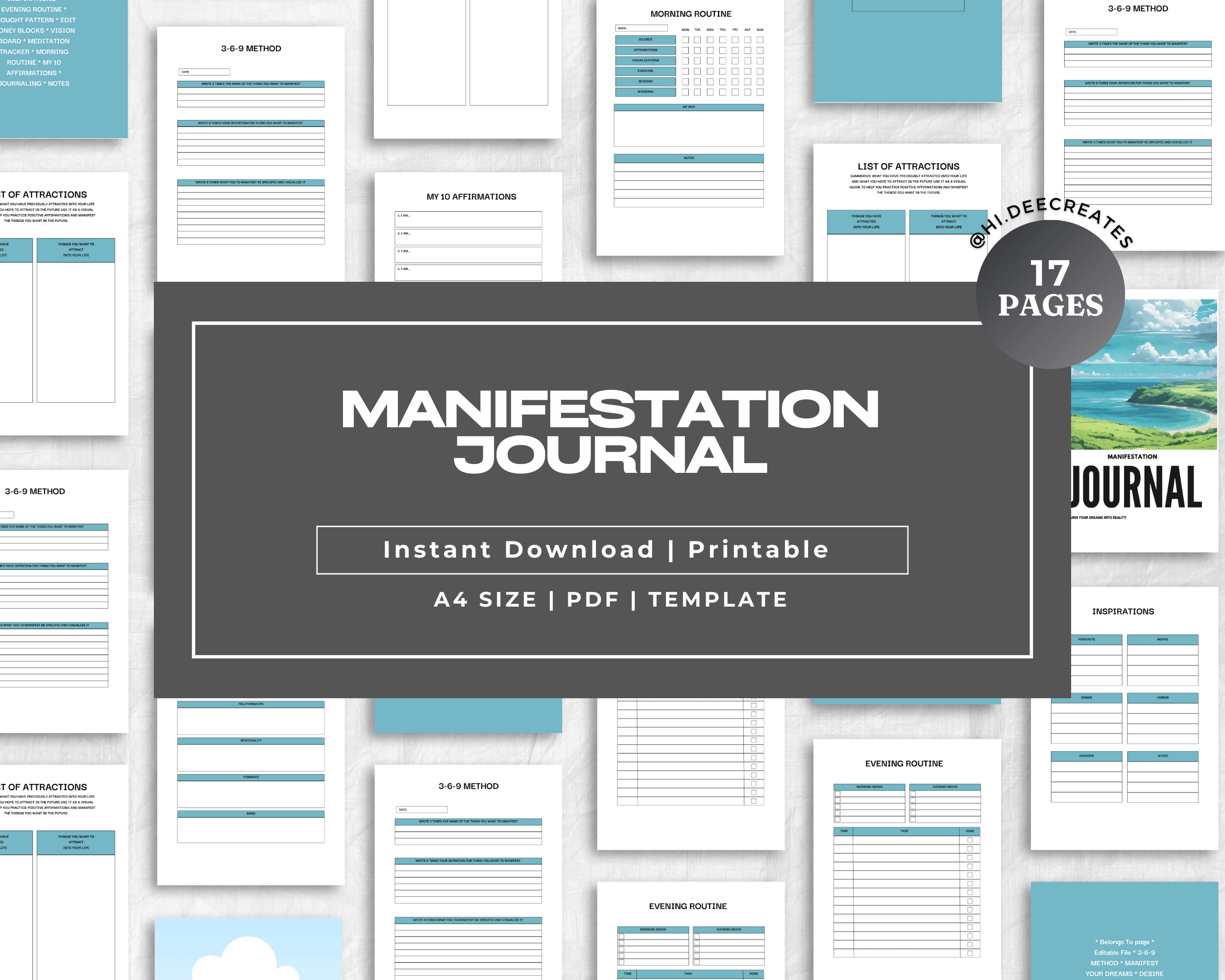 Manifestation Journal Minimalist | Printable PDF & Editable Templates ...