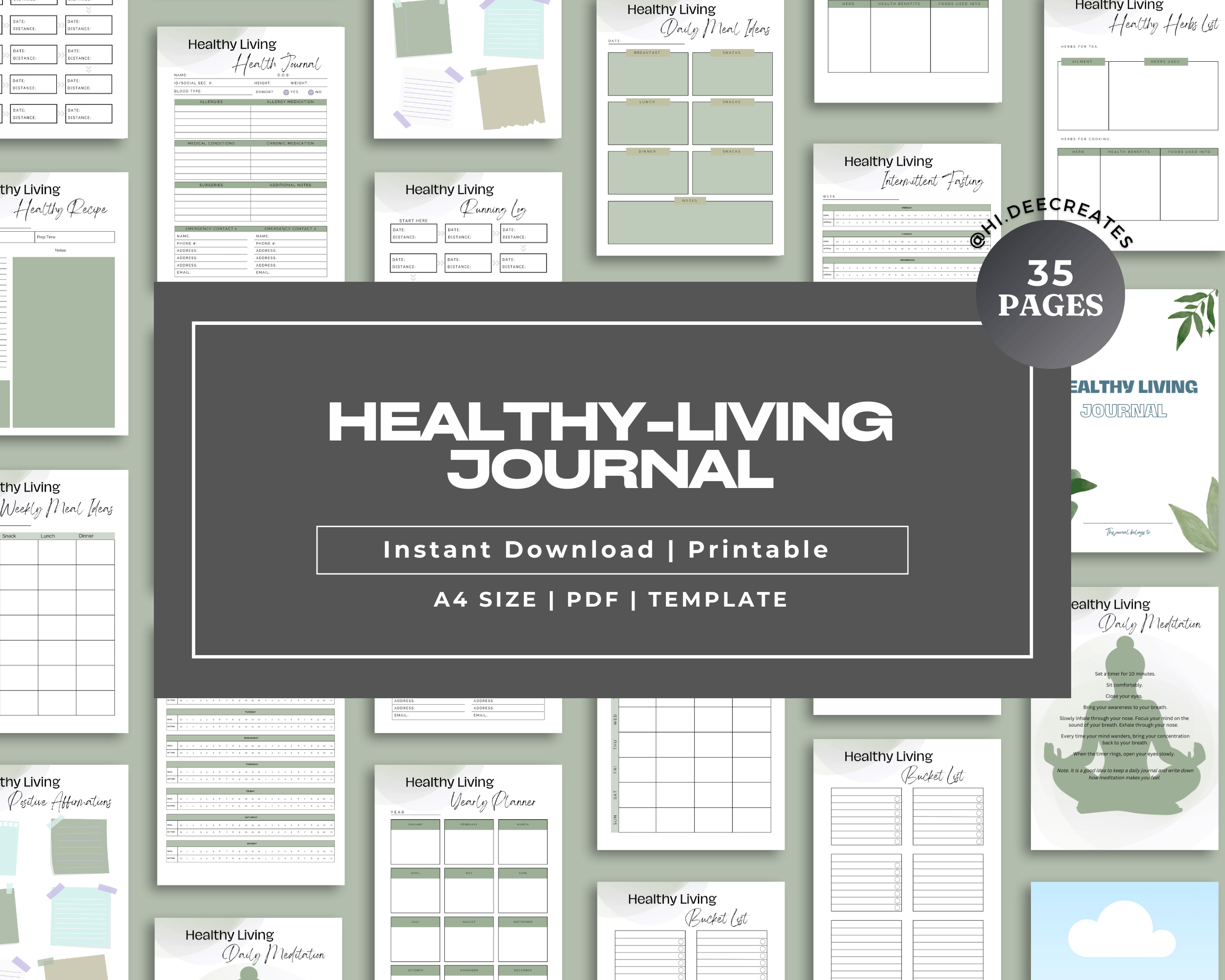 Healthy Living Journal | Printable PDF & Editable Templates - Payhip