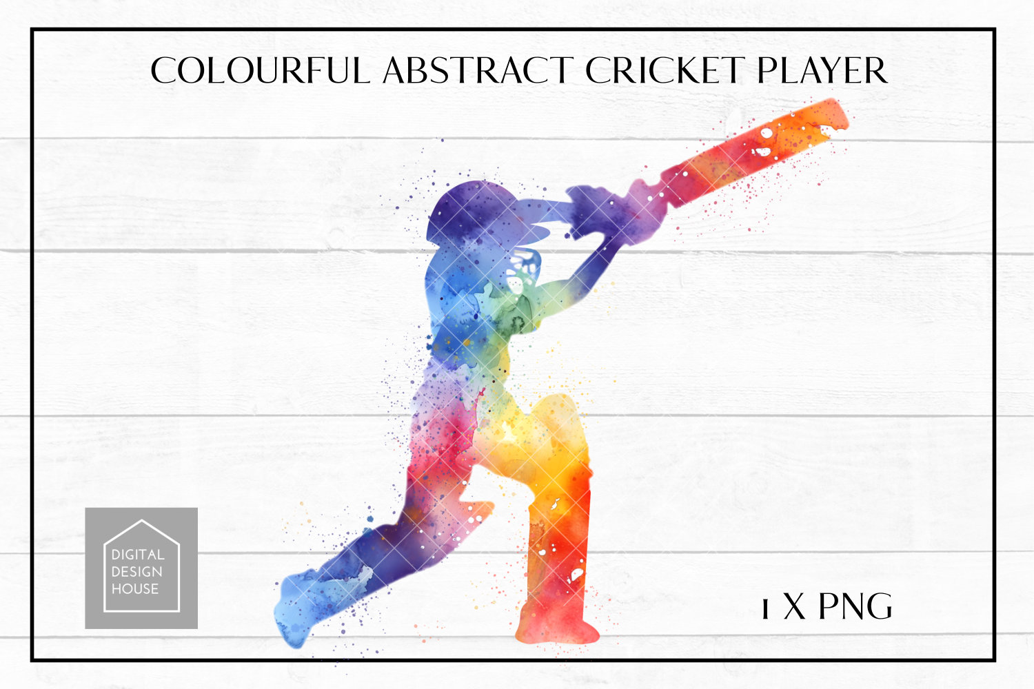 COLOURFUL ABSTRACT CRICKET PLAYER - 1 X PNG - Payhip