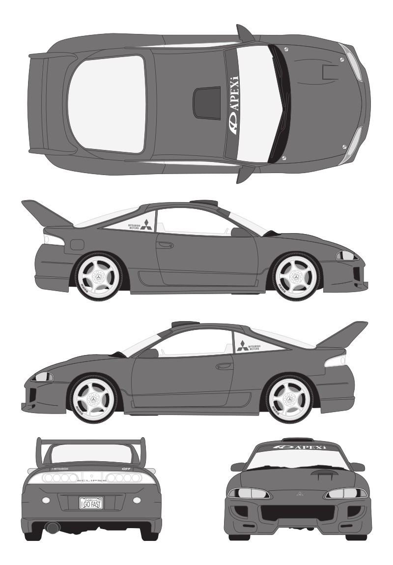 1999 Mitsubishi Eclipse Car Blueprint PDF SVG Vector File. - Payhip