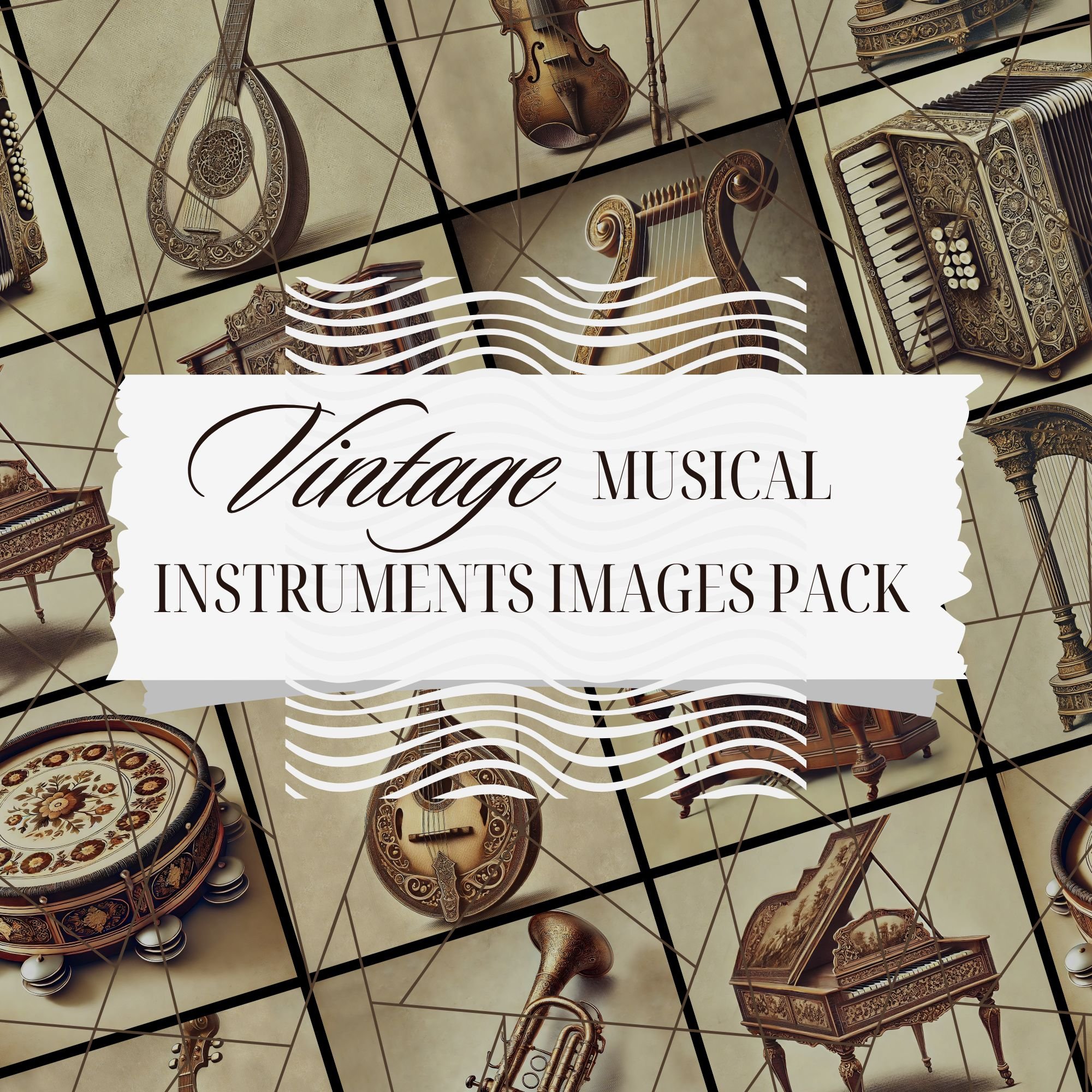 10 Vintage Musical Instruments Images Pack - Timeless Elegance for ...
