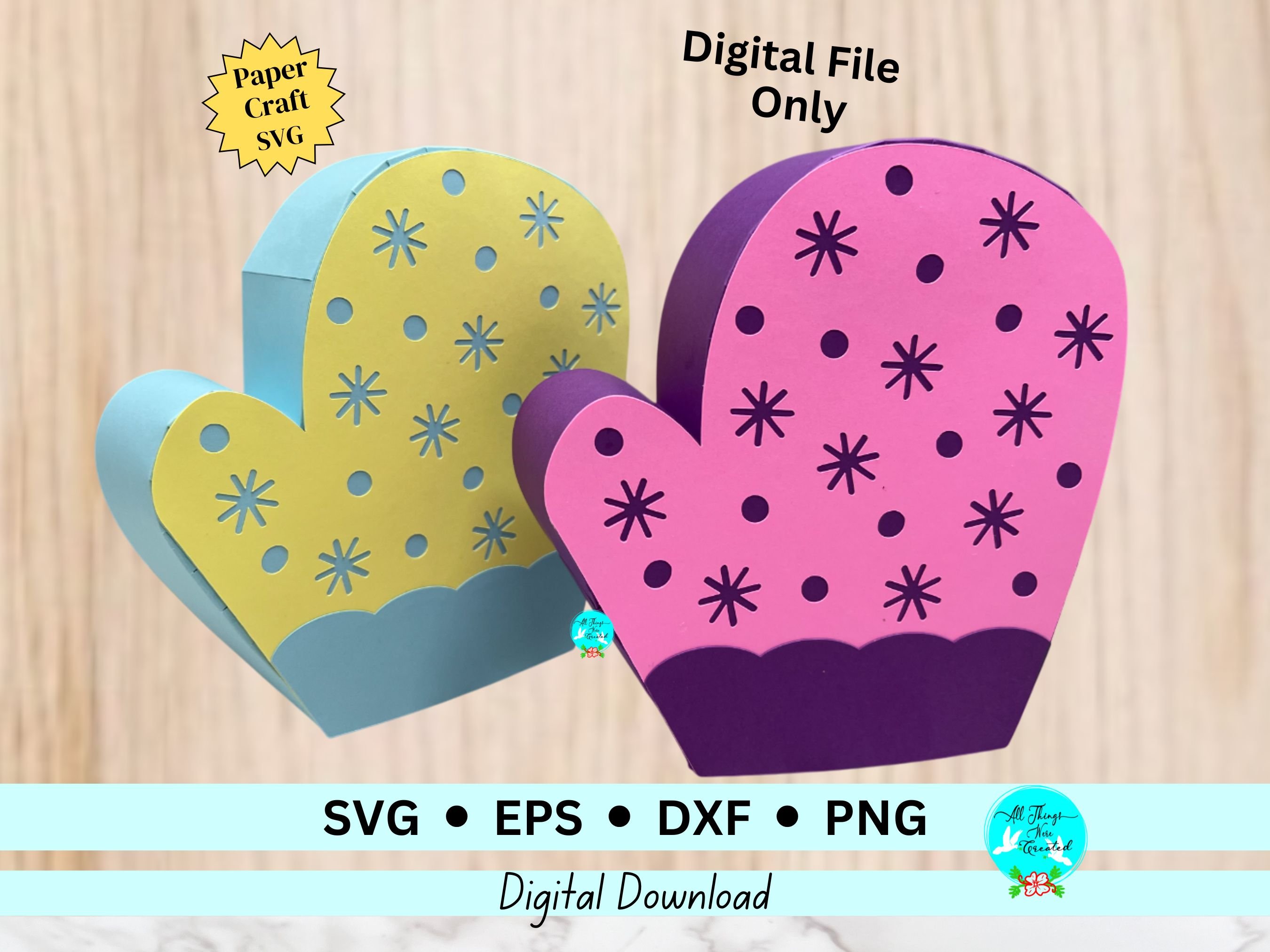 3D Mitten Box Paper Craft svg, Mitten svg, Christmas svg, Winter svg ...
