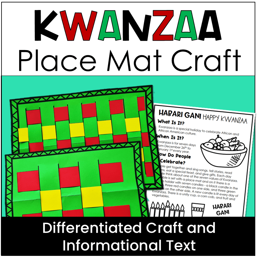 Kwanzaa Weaving Place Mat Mkeka Craft Class or Library Activity