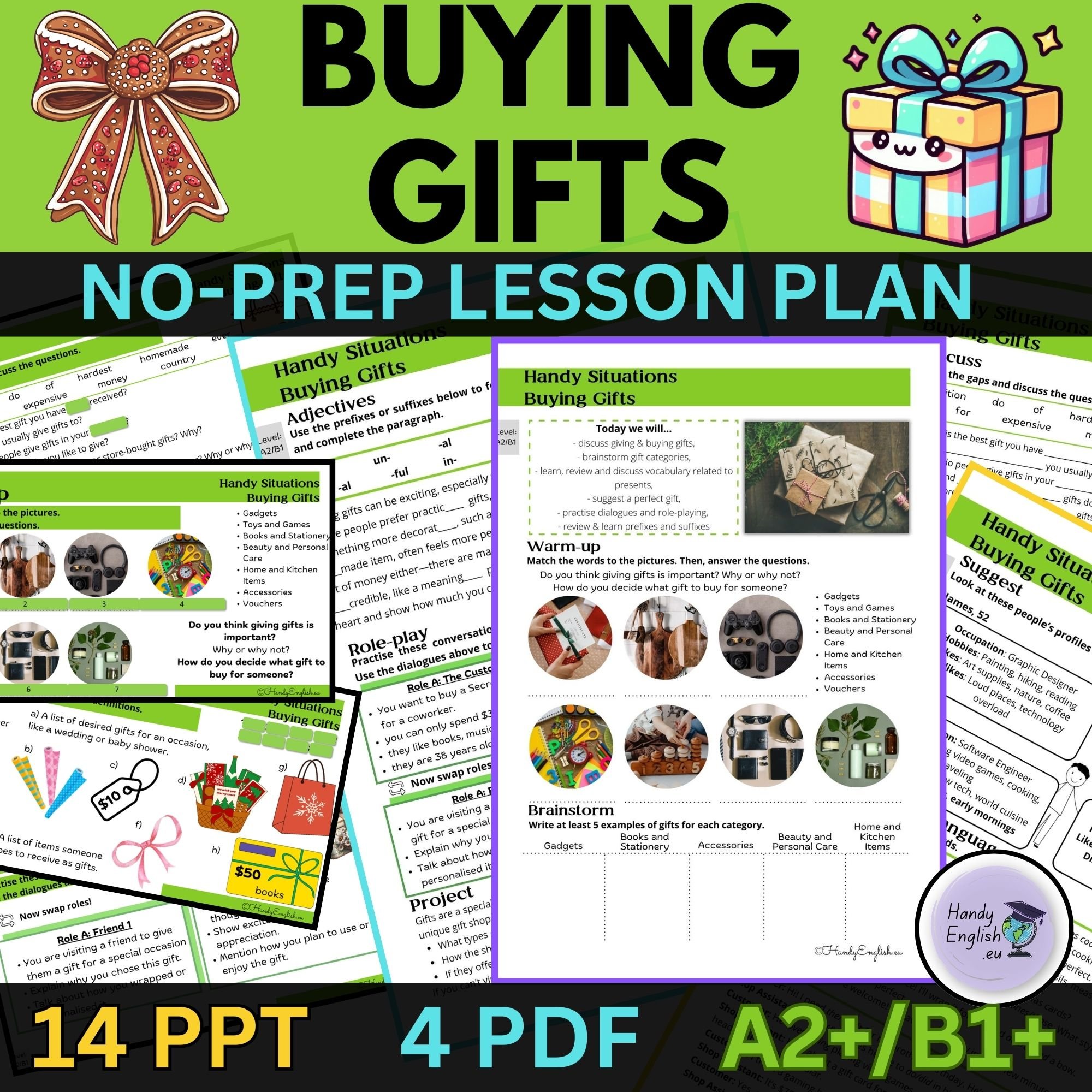 Buying Gifts Survival English no-prep Christmas lesson plan ELA ELL ESL ...