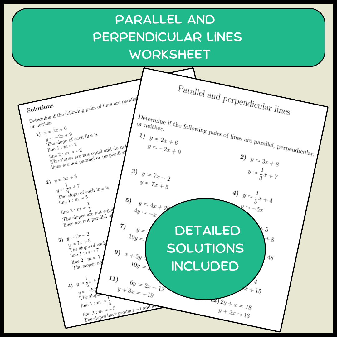 Parallel Perpendicular Lines Worksheets