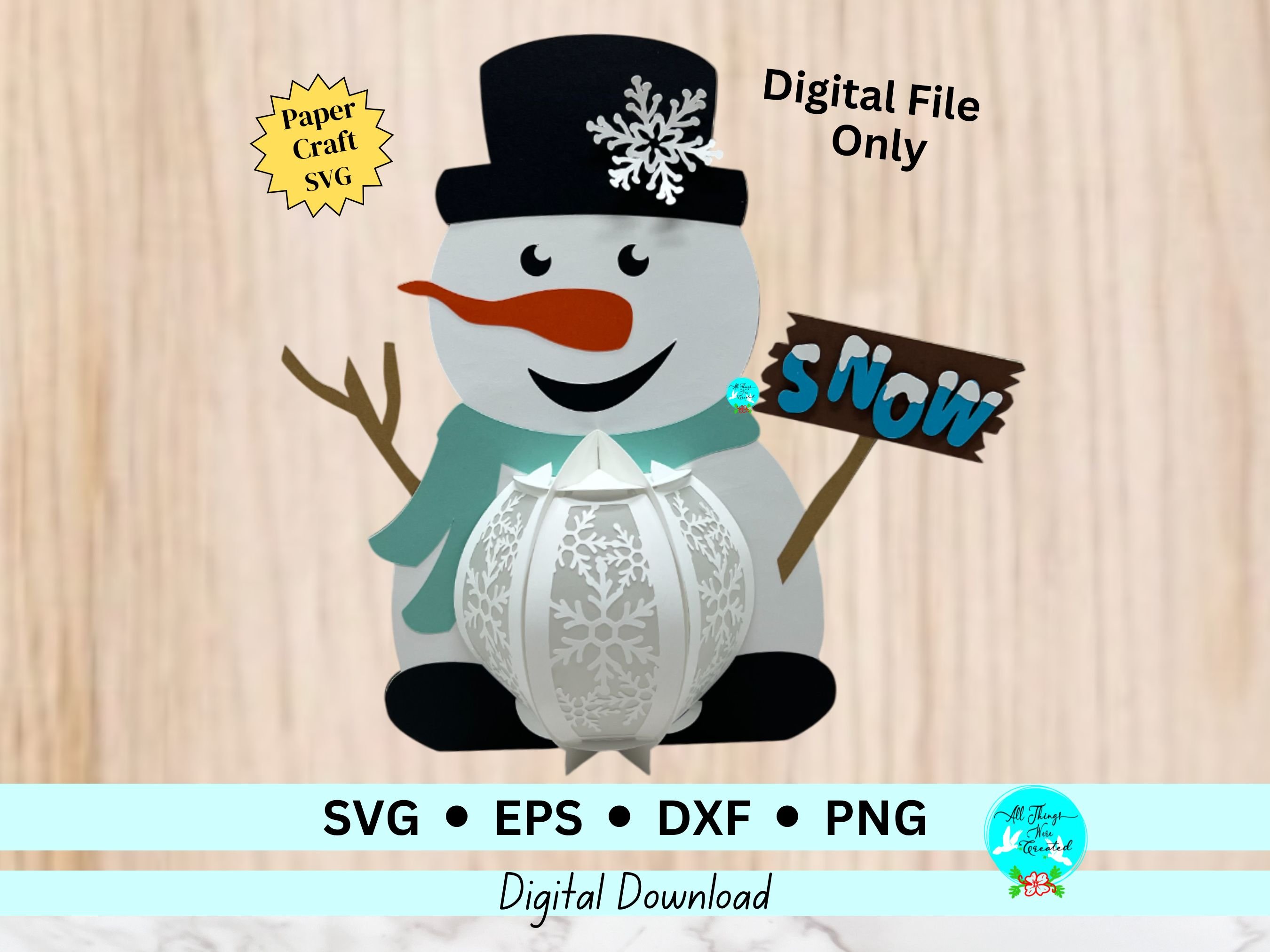 Christmas and Winter 3D Snowman Lantern SVG Cut File, Paper Craft svg ...