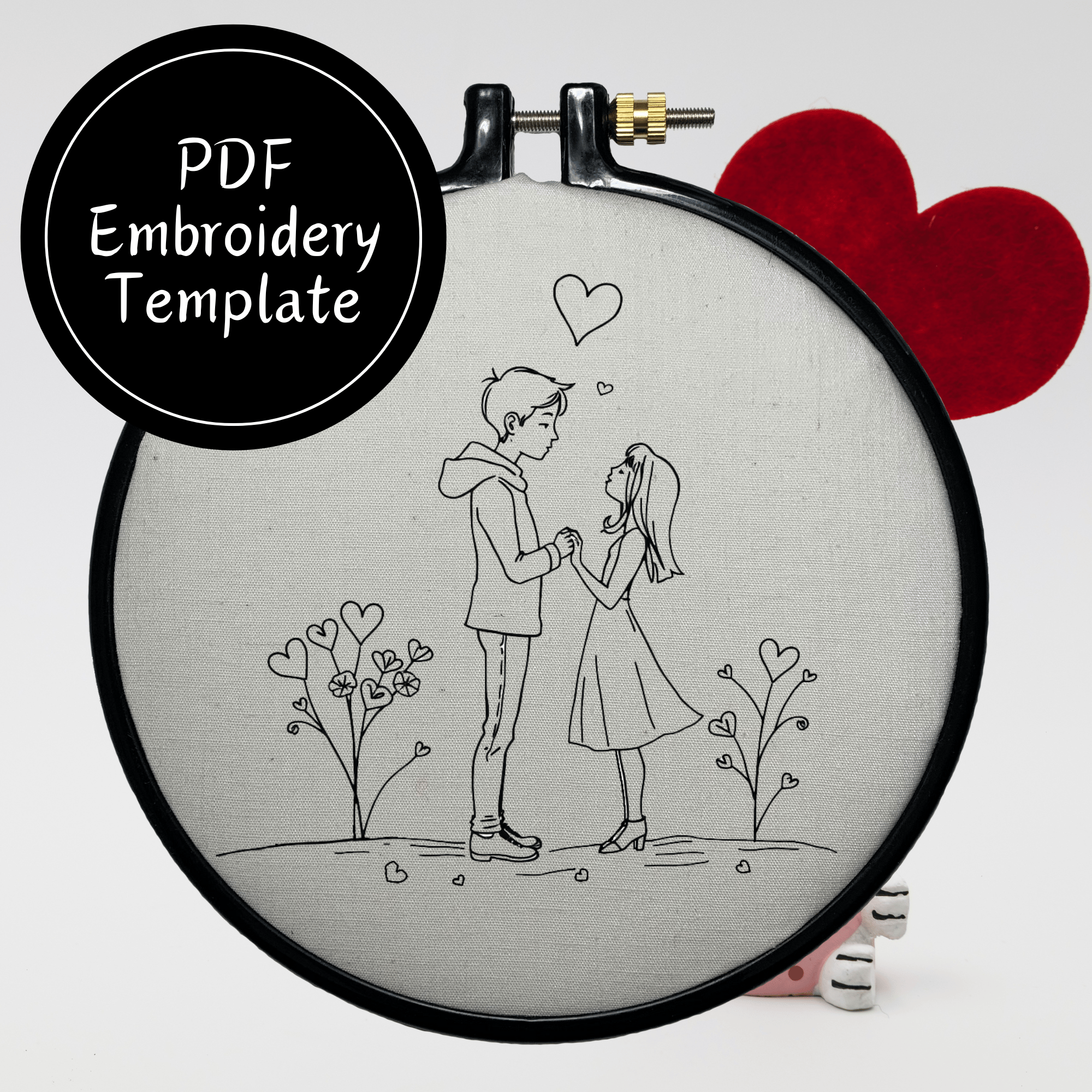 Valentine Couple Hand Embroidery Pattern DIY Embroidery - Payhip