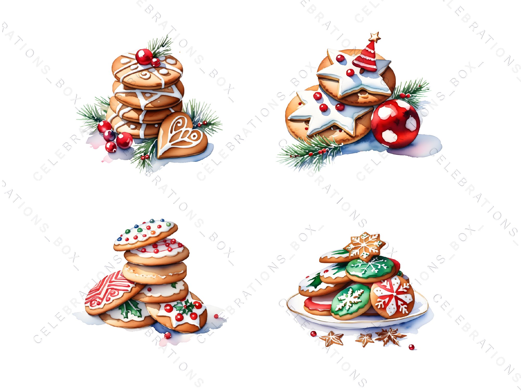 Watercolor Christmas Cookies Clipart - Payhip