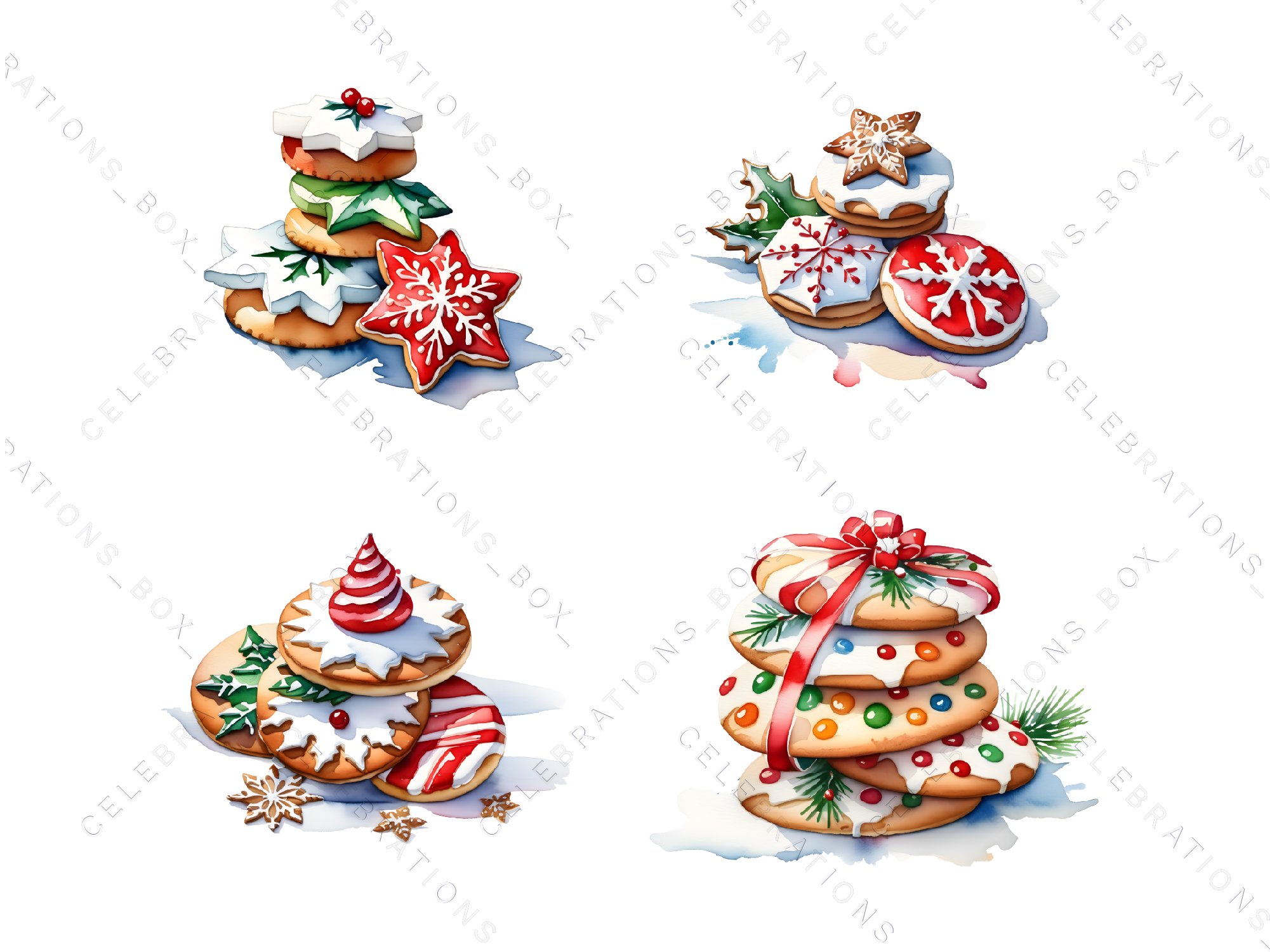 Watercolor Gingerbread Cookies Clipart - Payhip
