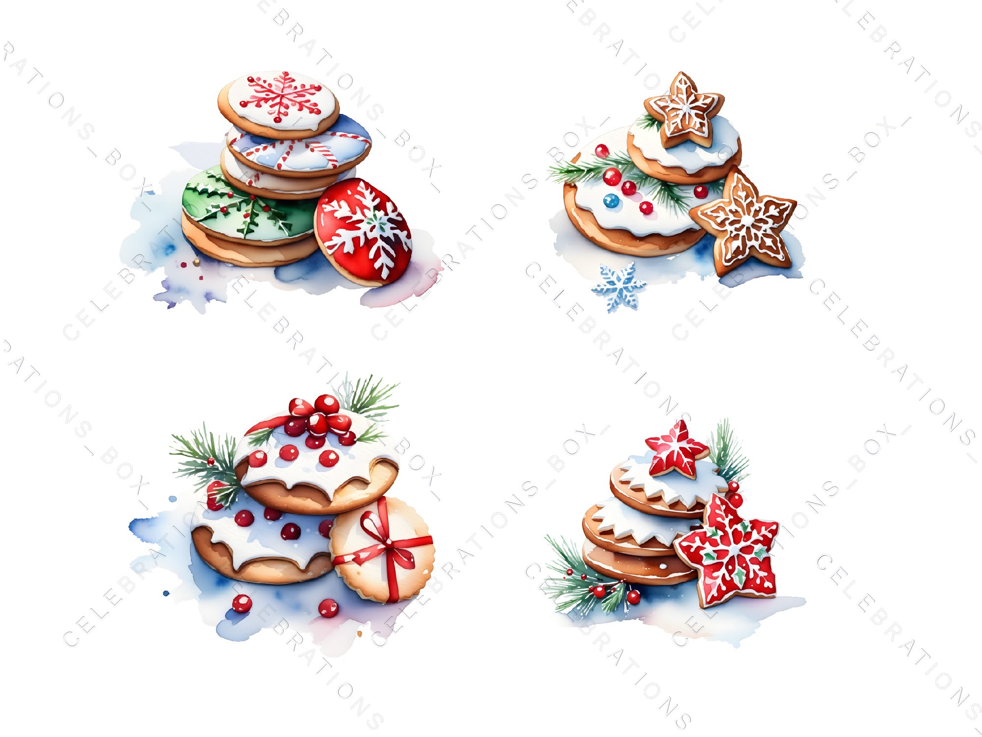 Watercolor Christmas Cookies Clipart - Payhip