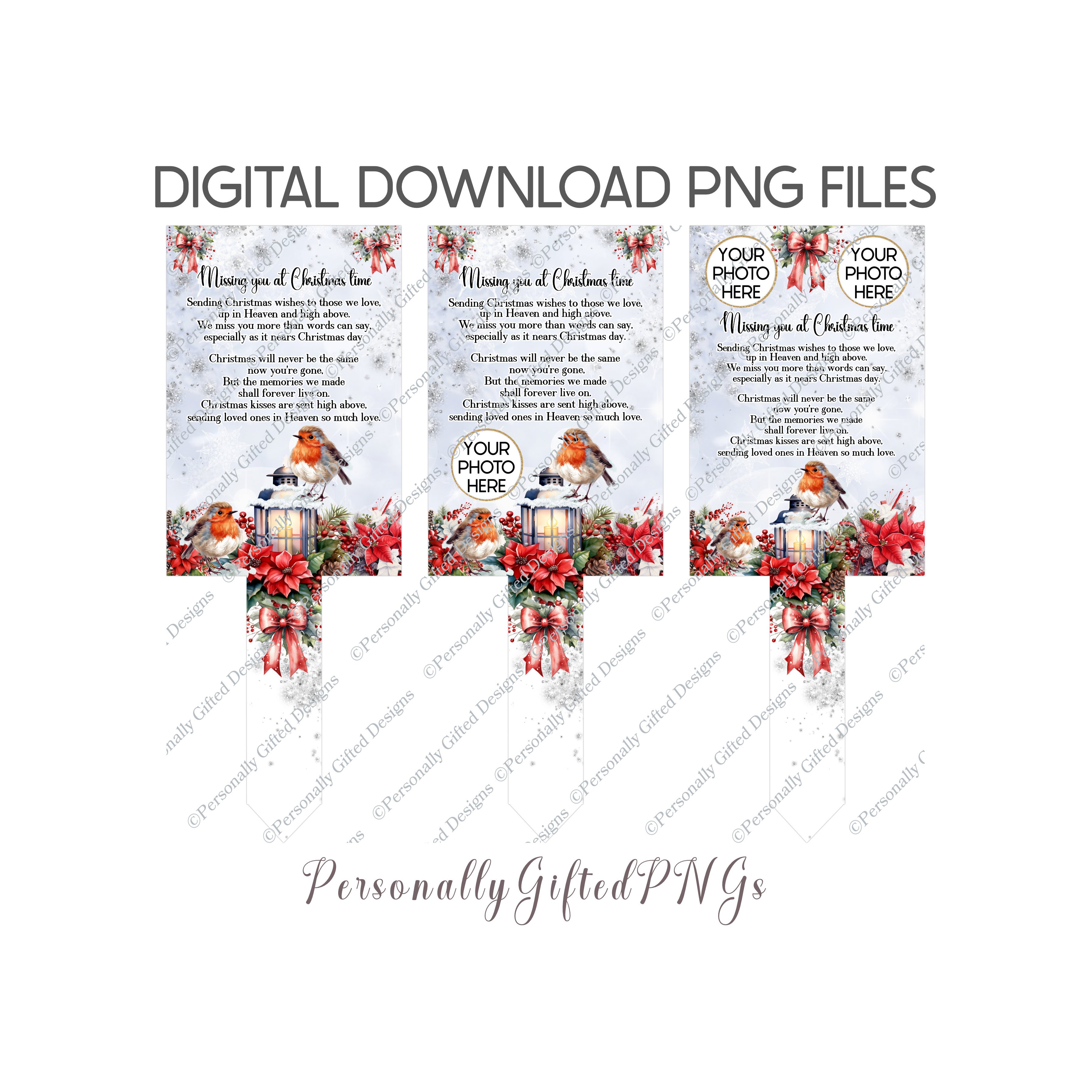 Robin Memorial Christmas Card Grave Marker Design Digital Download ...
