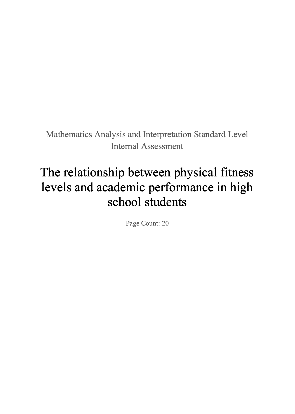IB Mathematics Application and Integration Standard Level Internal ...