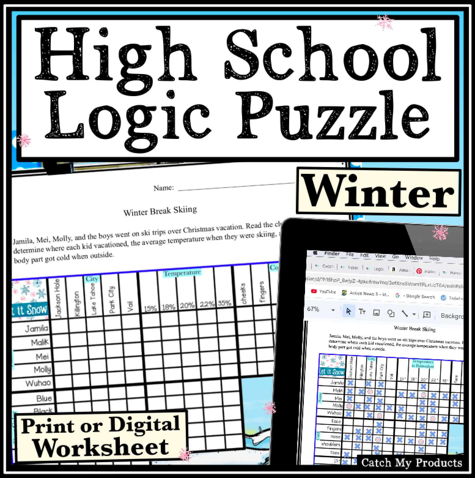 Winter Logic Puzzles, Brain Teasers, or Brain Games for High School ...