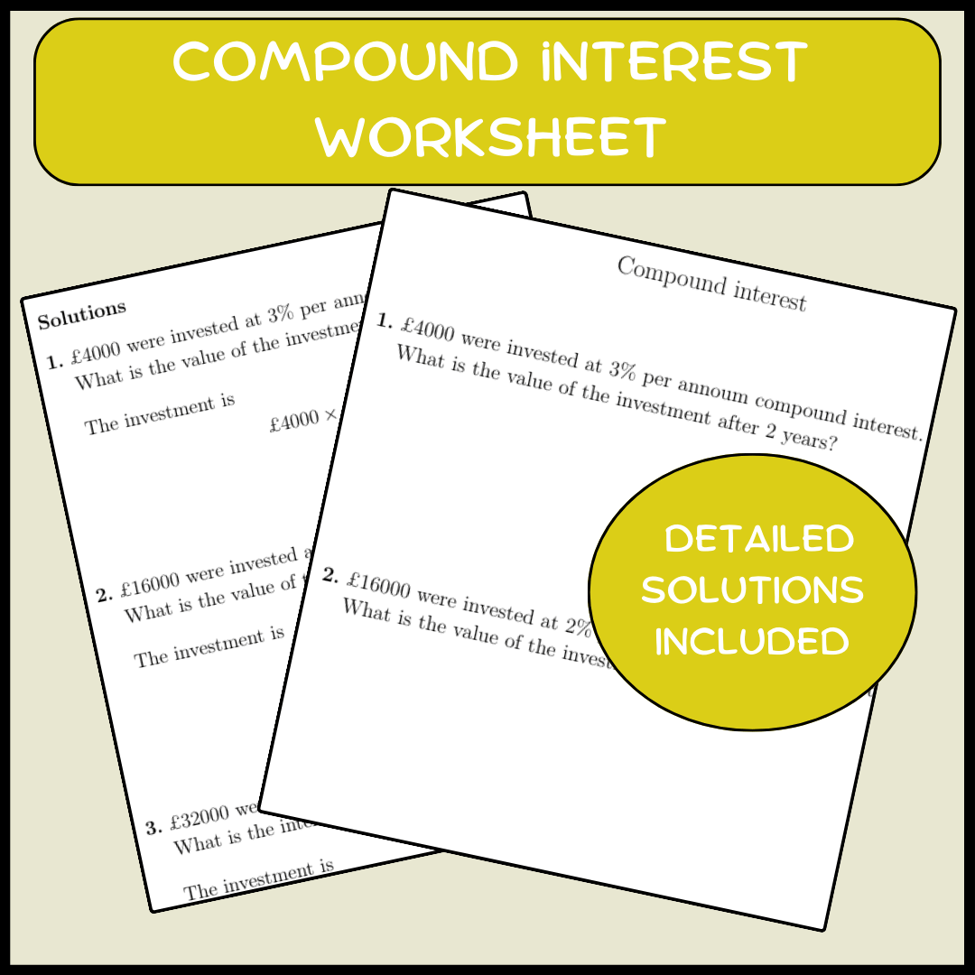 Compound interest worksheet (with solutions)