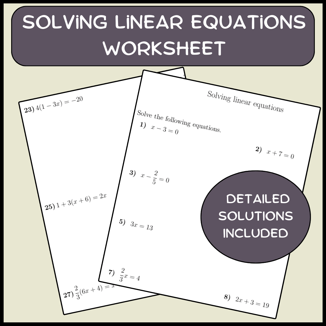 Linear Equations-8 Worksheets (with solutions)