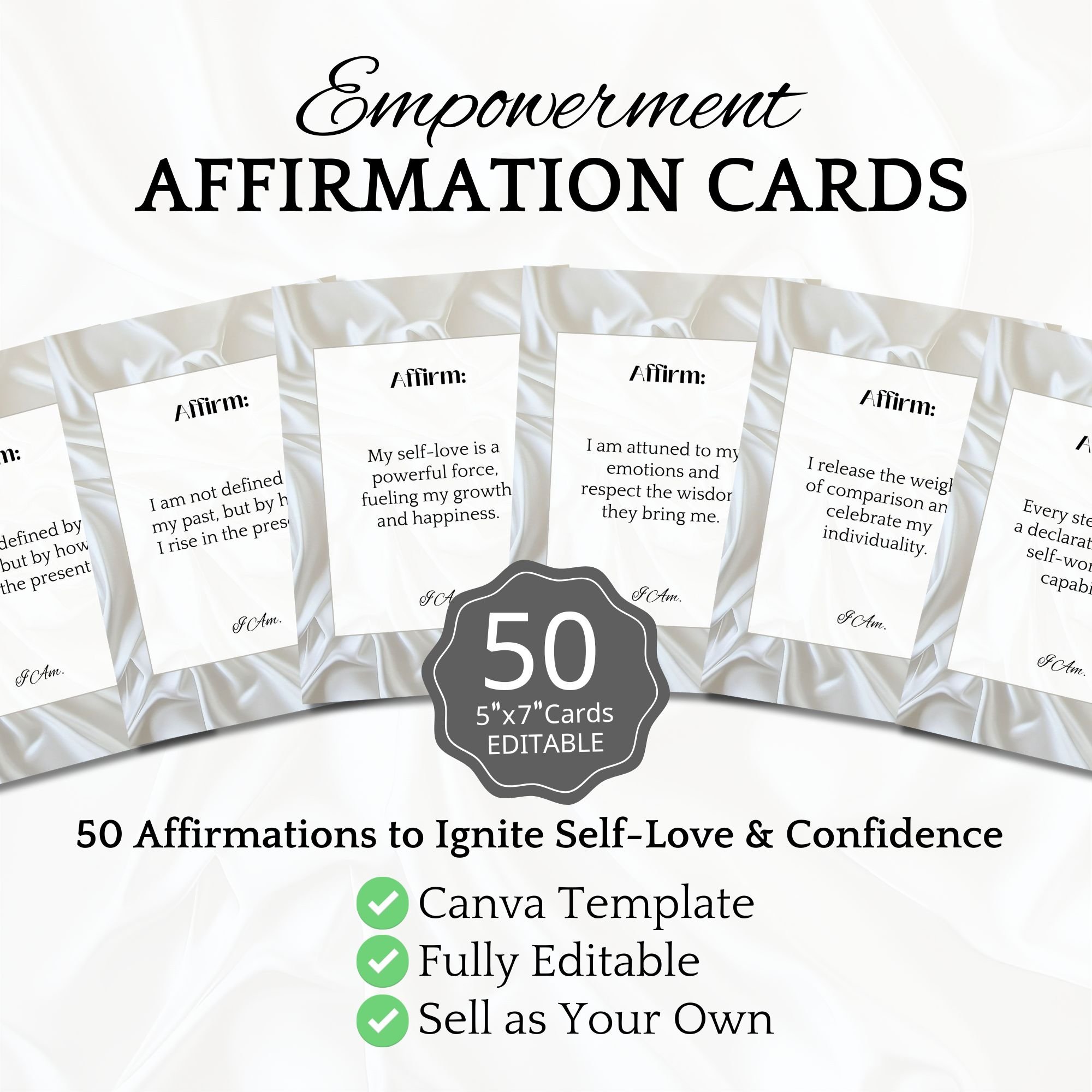 Empowerment Affirmation Cards - Editable Canva Template - Payhip