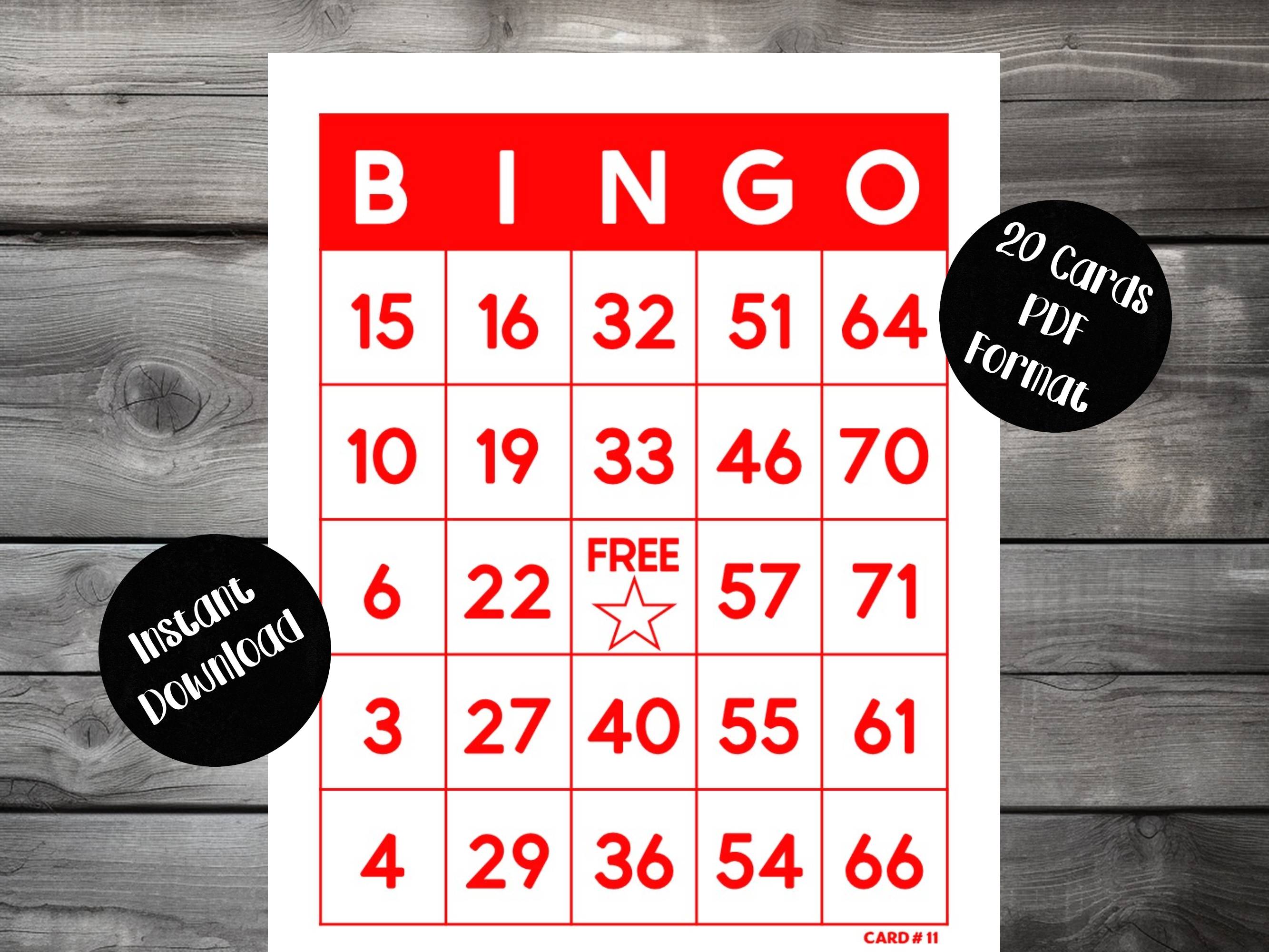 20 Red Unique Printable Bingo Cards