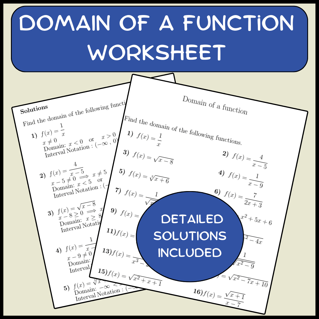 Equality of Functions Worksheet (with solutions)