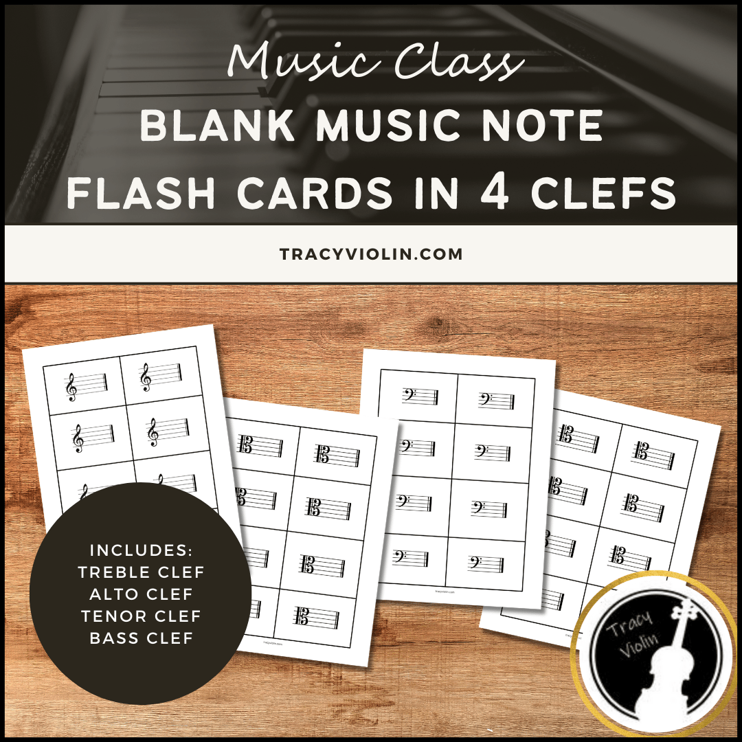 Orchestra Blank Music Note Flash Cards in Treble, Alto, Bass, and Tenor ...