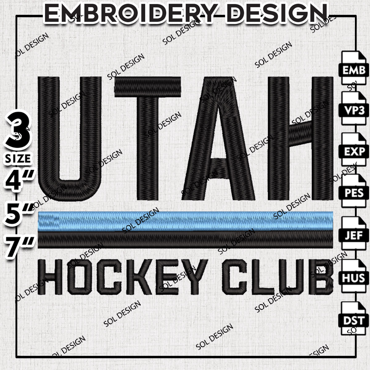 Utah Hockey Club Wordmark Logo Embroidery Designs, NHL Utah Designs ...