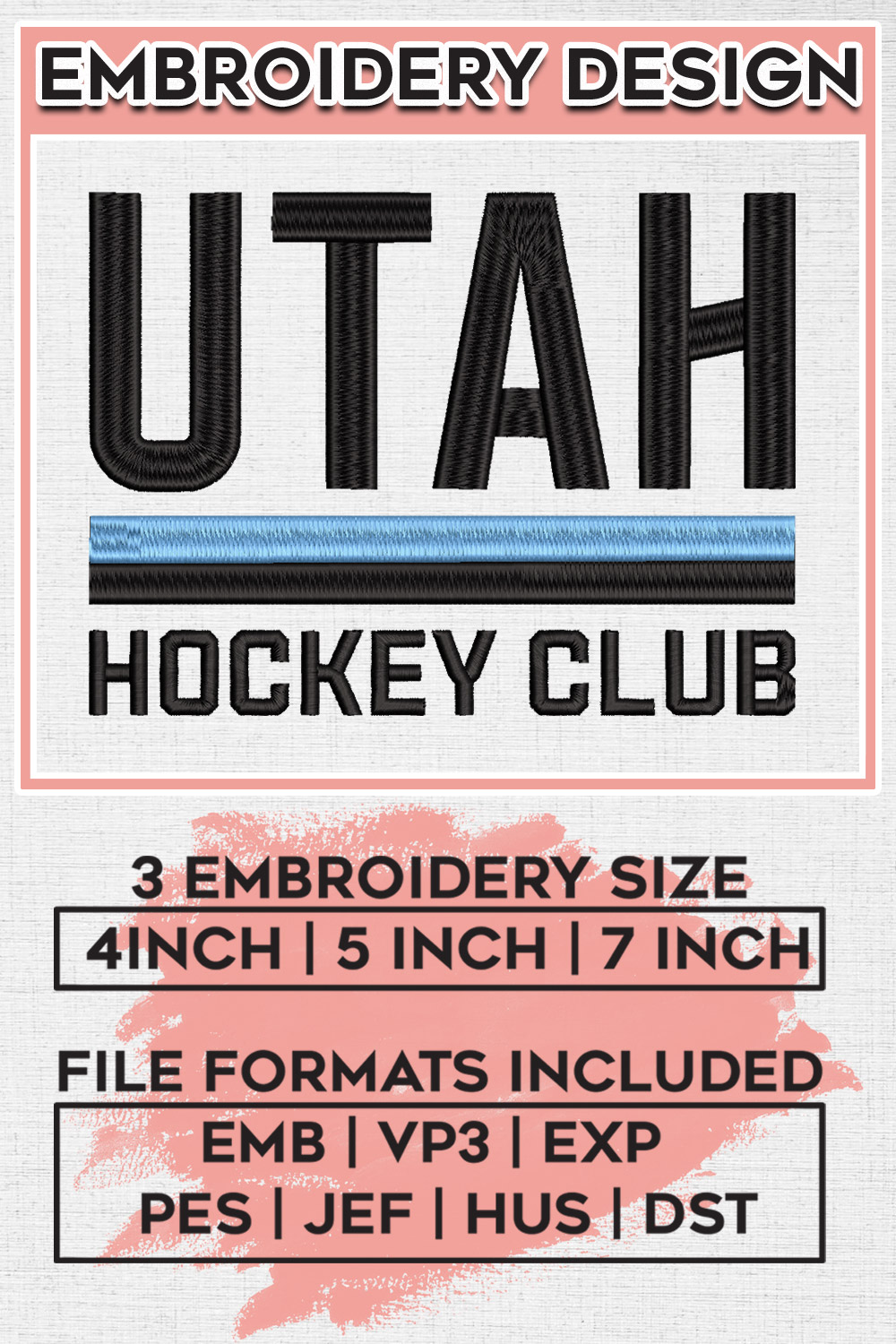 Utah Hockey Club Wordmark Logo Embroidery Designs, NHL Utah Designs ...