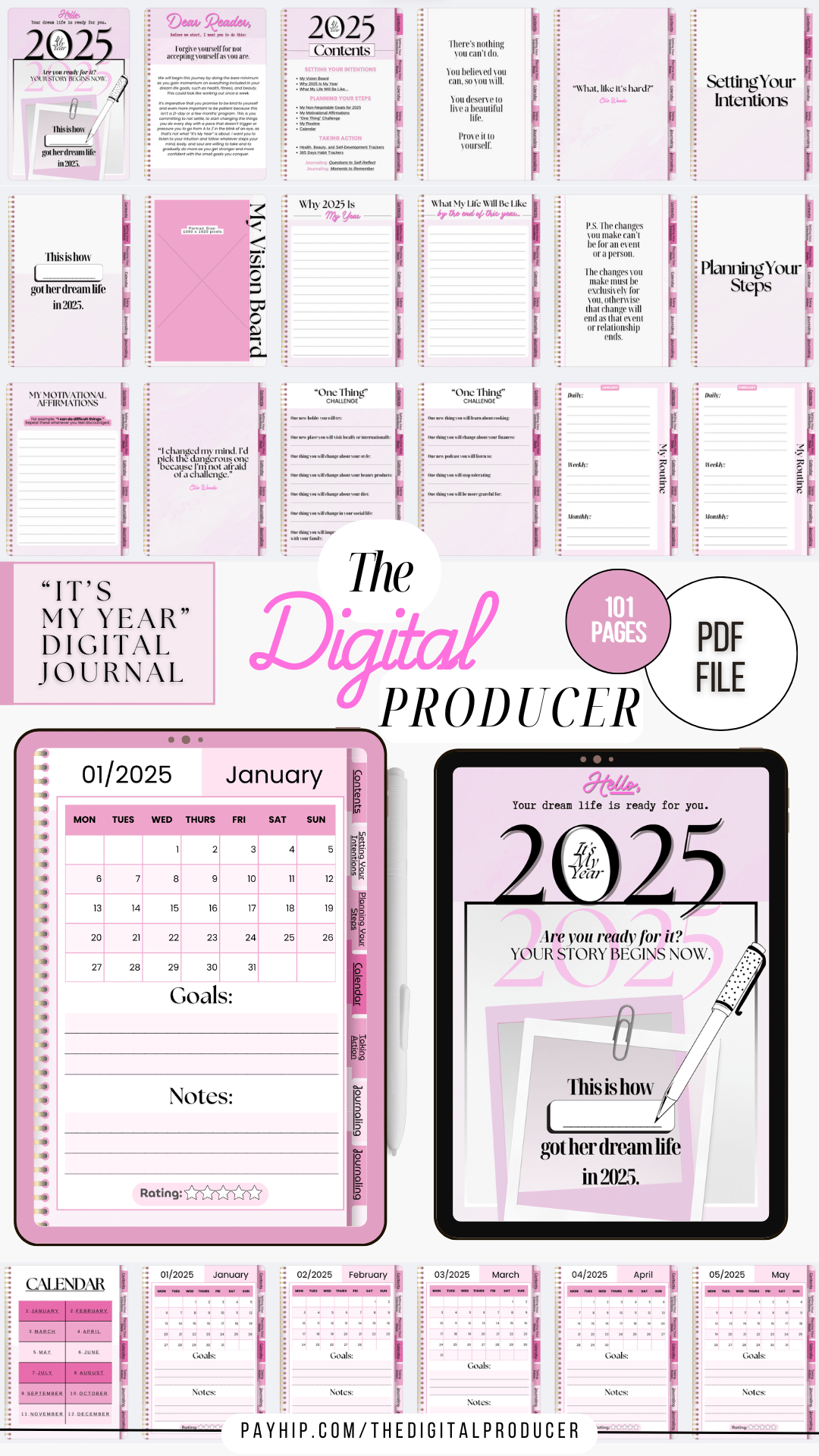 "It's My Year" Digital Journal - MONDAY START - Payhip