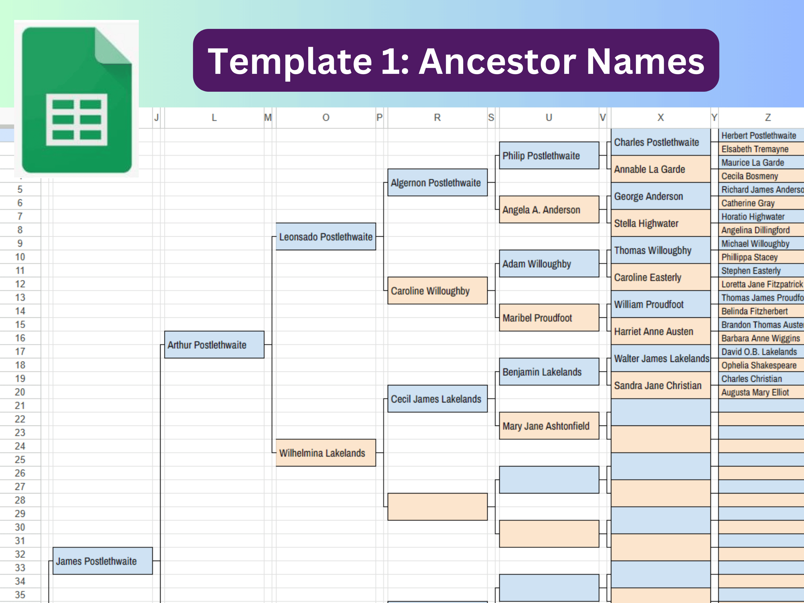 10-Generation Family Tree Google Sheets Templates - Payhip