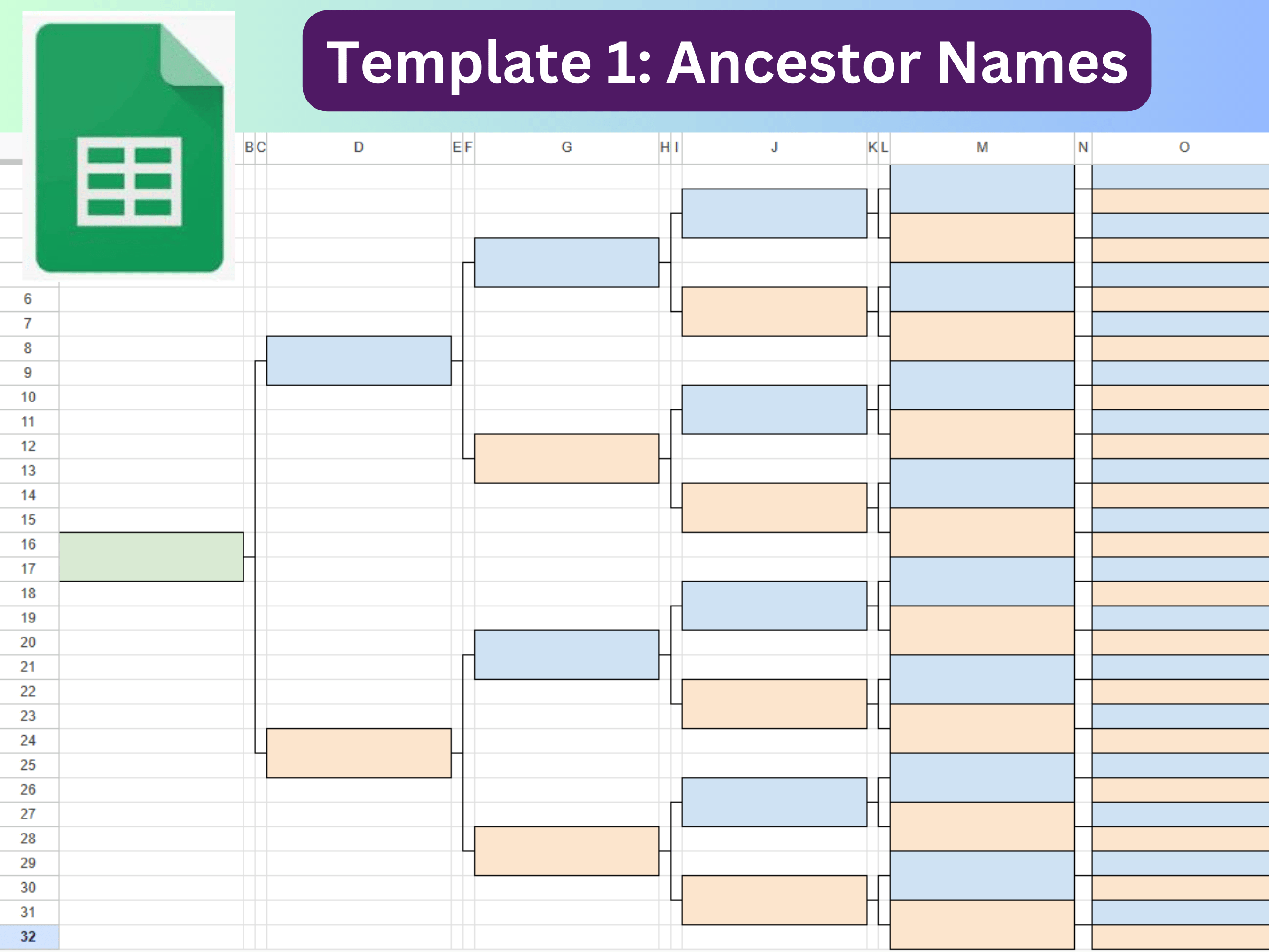 6-Generation Family Tree Google Sheets Templates - Payhip