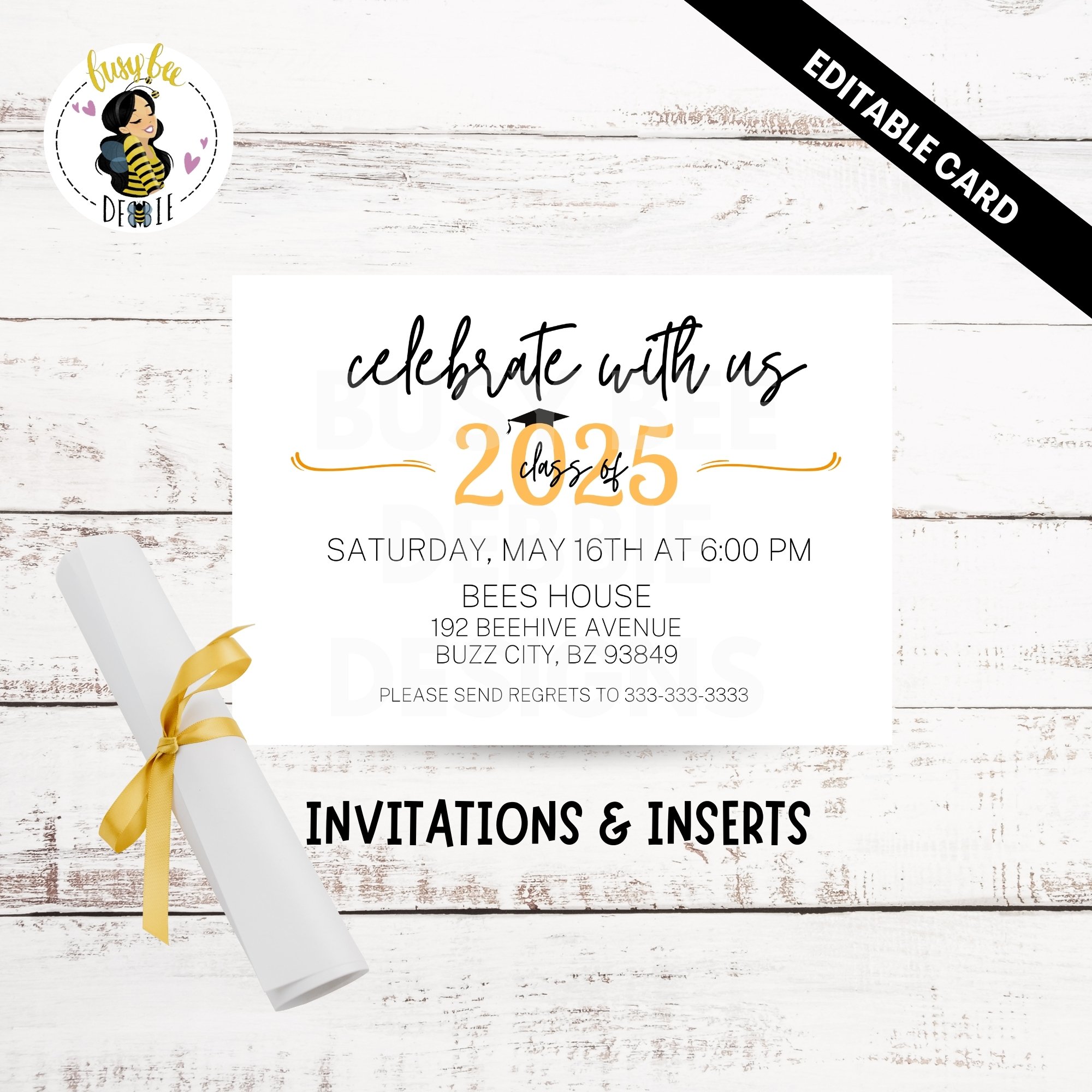 Graduation Party Insert Card | Graduation Information Card | Class of ...