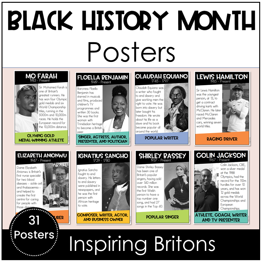 Black History Month Famous Britons Posters British Icons Printable ...