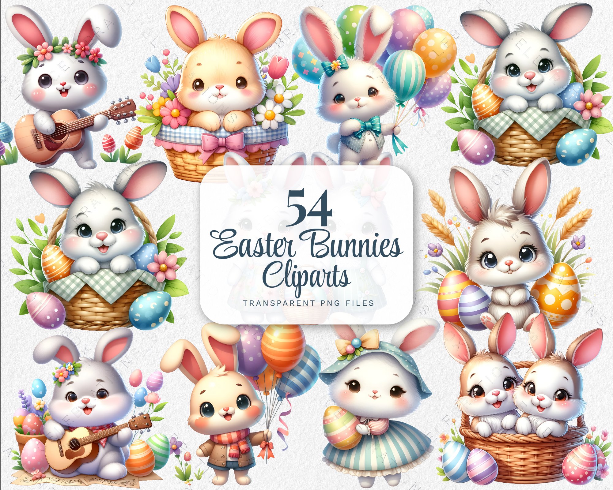 Cute Easter Bunny Clipart | 44 - Payhip