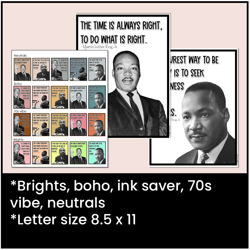 Martin Luther King Jr Posters of Inspiring Quotes MLK Posters