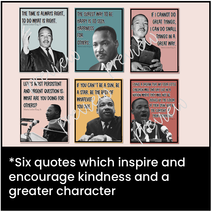 Martin Luther King Jr Posters of Inspiring Quotes MLK Posters