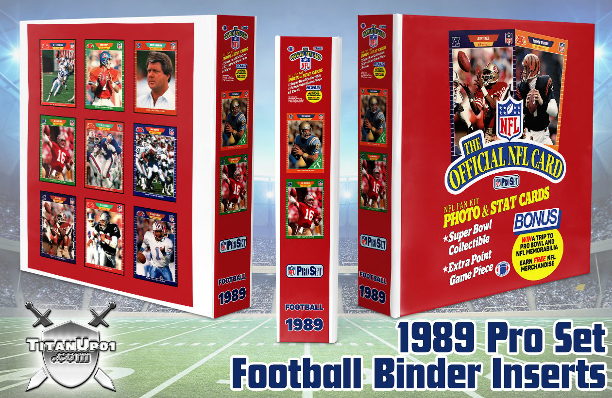 1989 Pro Set Football Cards Binder Inserts