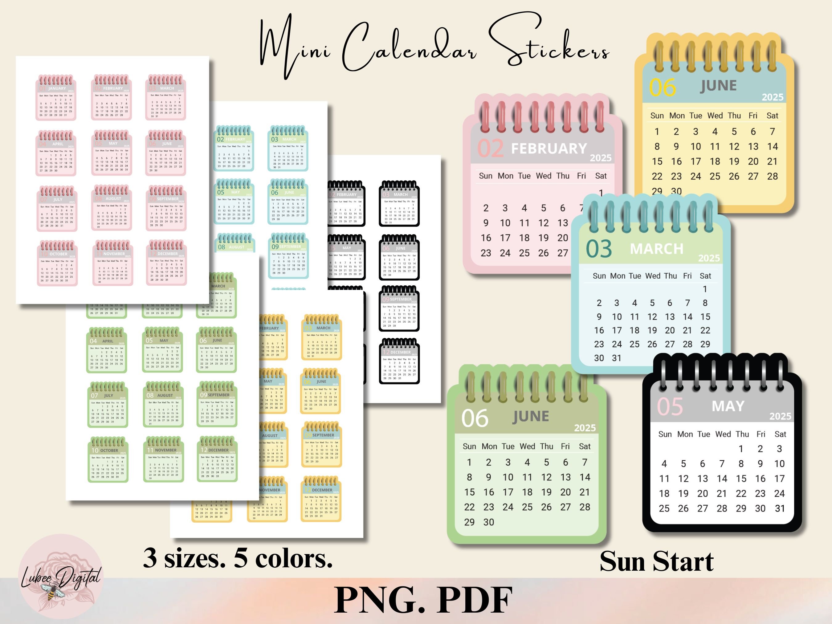 Mini calendar stickers PNG Stickers,Small Monthly Calendar Printable ...