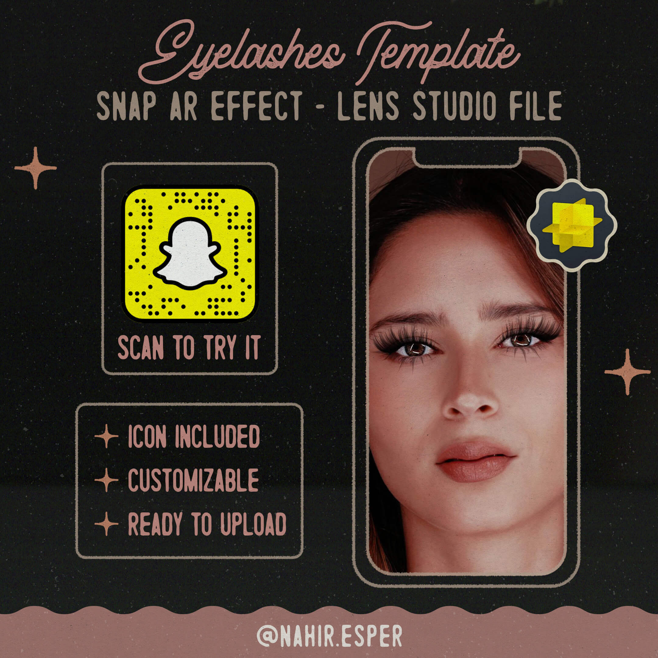 3D Eyelashes Template - Lens Studio v4 & v5 (Snap AR Effect) - Payhip