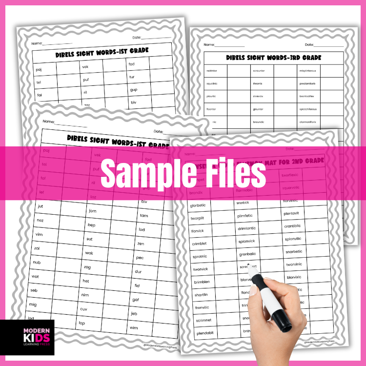 Dibels Style Sight Words- 1st , 2nd, 3rd Grade, Nonsense & Daily ...