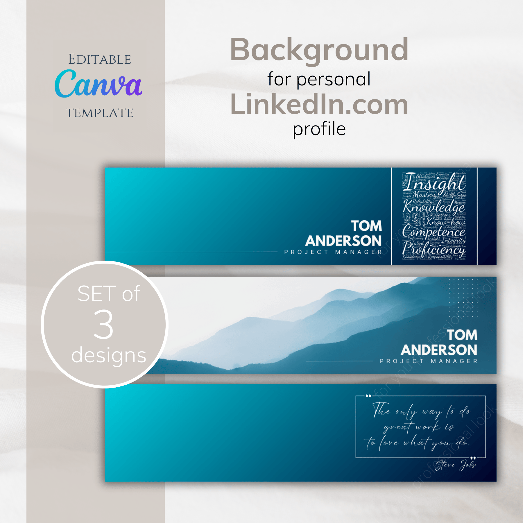 SET of 3 Blue gradient backgrounds, Canva template - Payhip