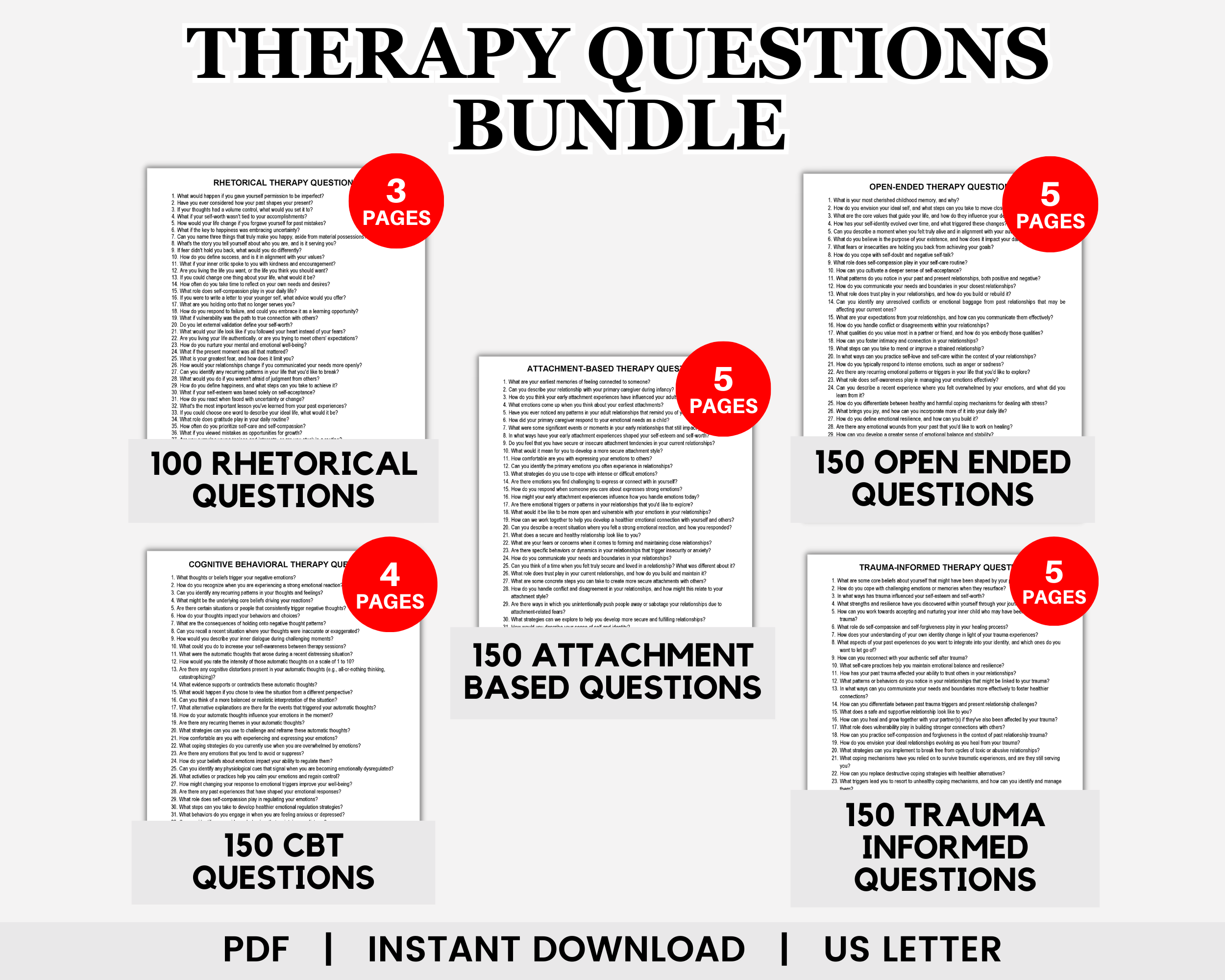 Therapy Questions Bundle, Rhetorical Therapy Questions, Attachment ...