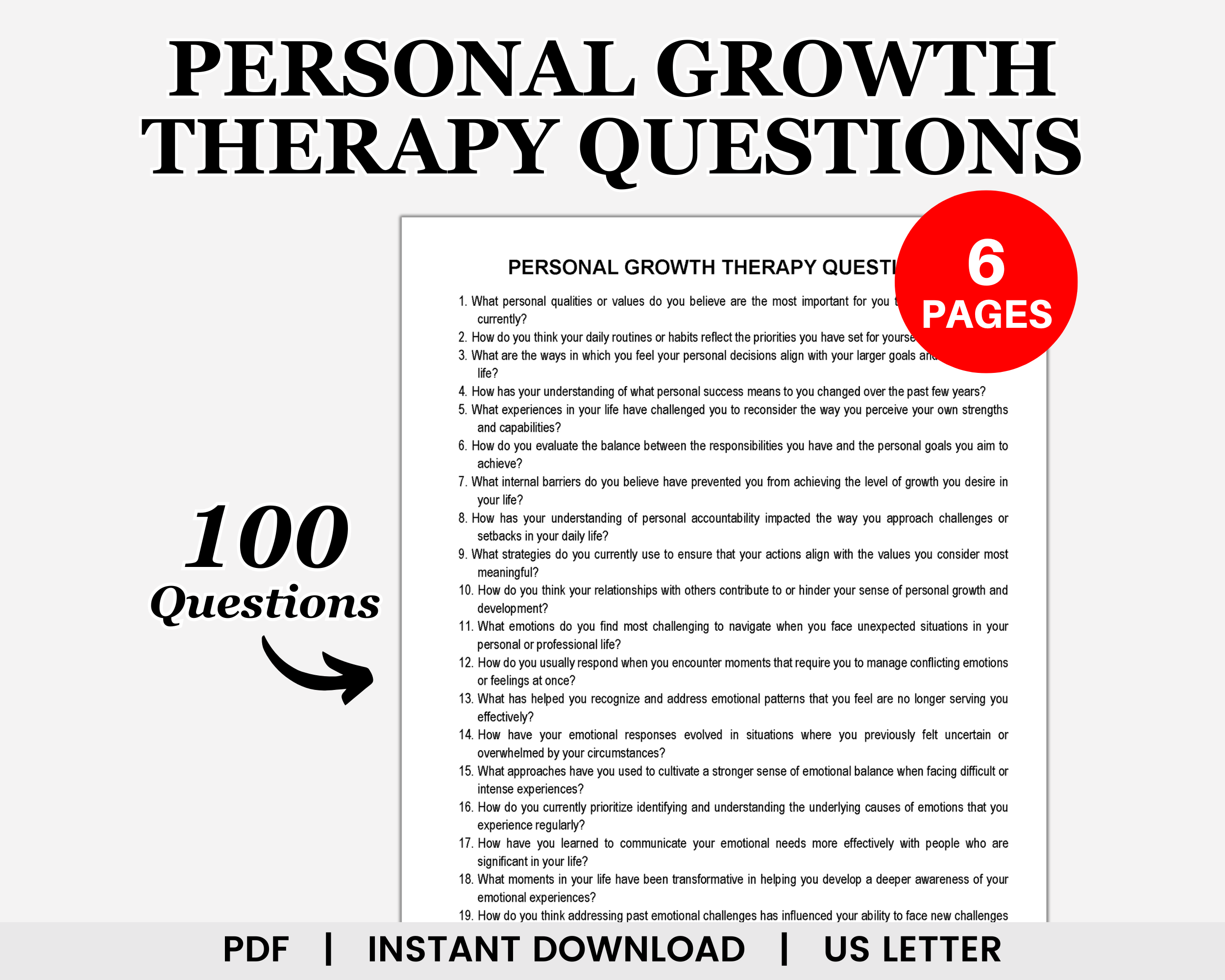 Personal Growth Therapy Questions, Personal Development, Self Reflection, Self Compassion ...